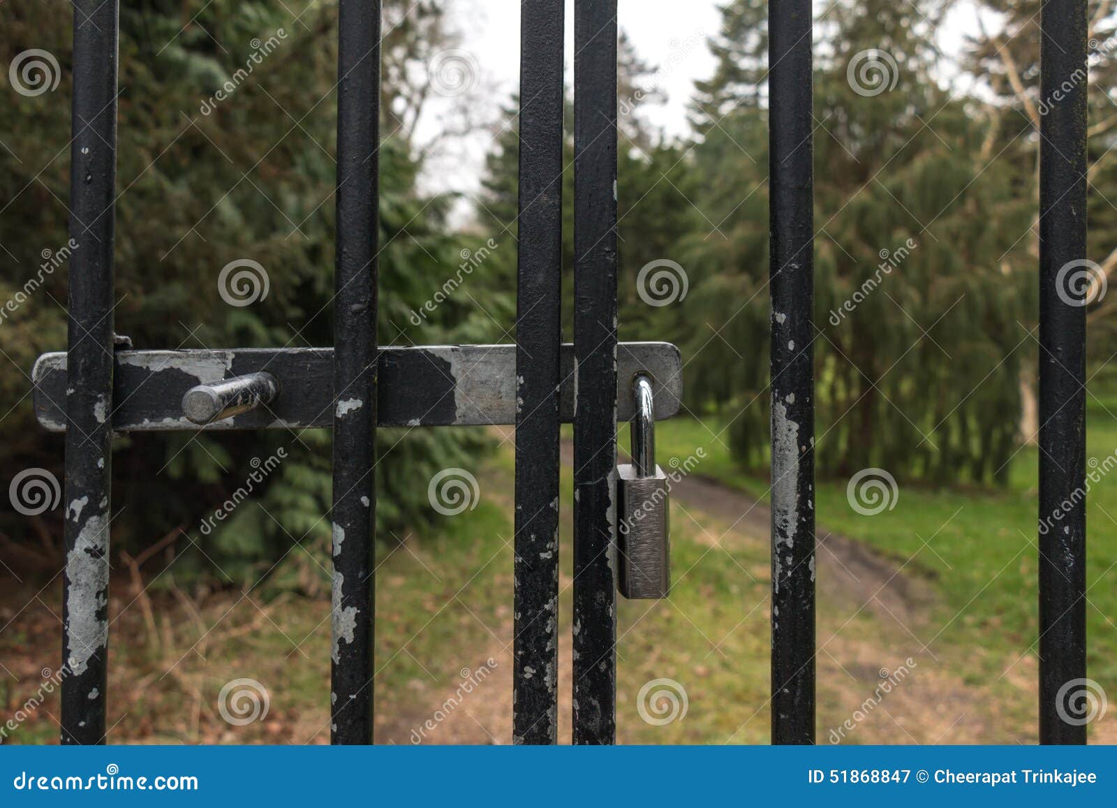 A Lock of Metal Fence stock image. Image of wood, secret - 51868847