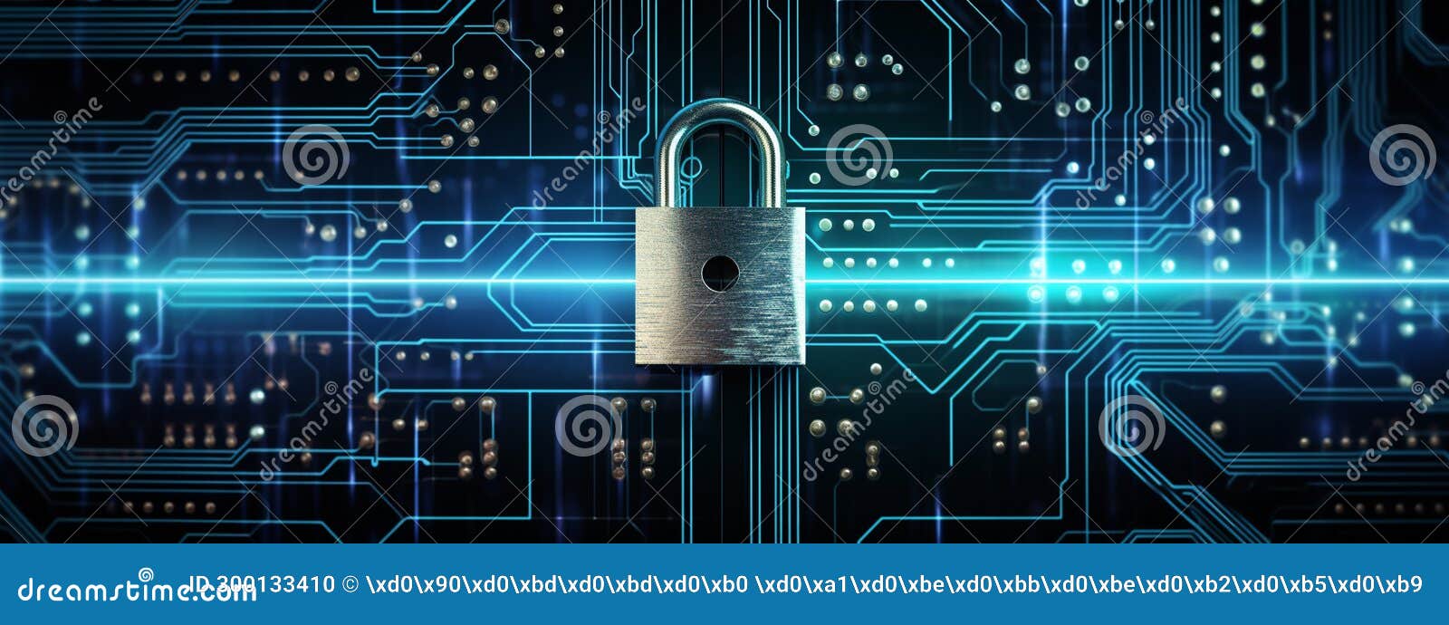 Lock on a Microcircuit. Electronic Lock Icon Stock Photo - Image of ...
