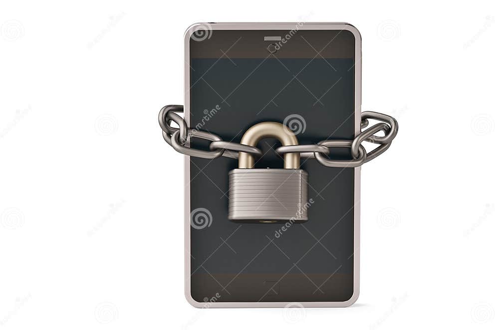 Lock and Mobile Phone.3D Illustration. Stock Illustration ...