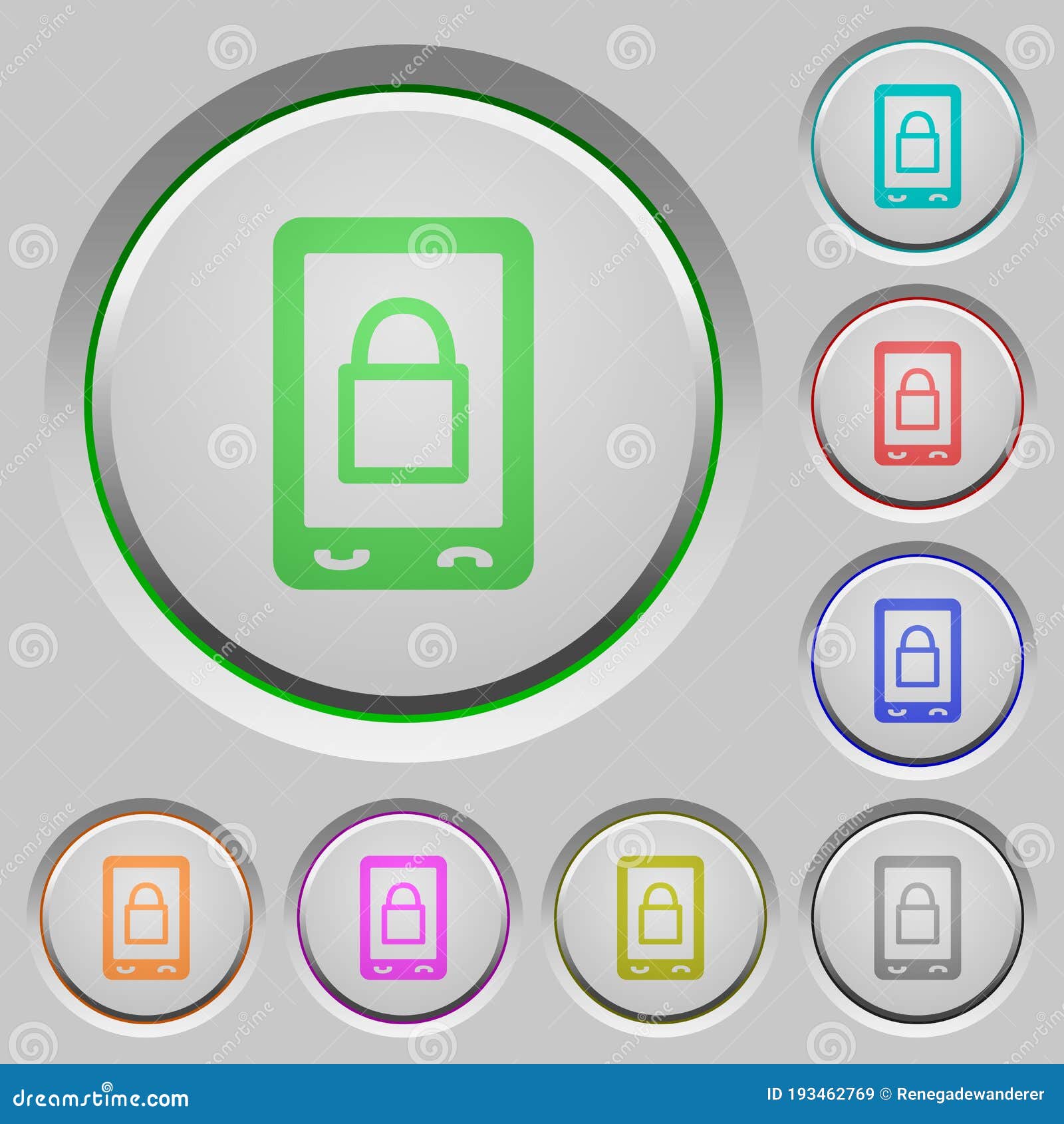 Lock mobile push buttons stock vector. Illustration of display - 193462769