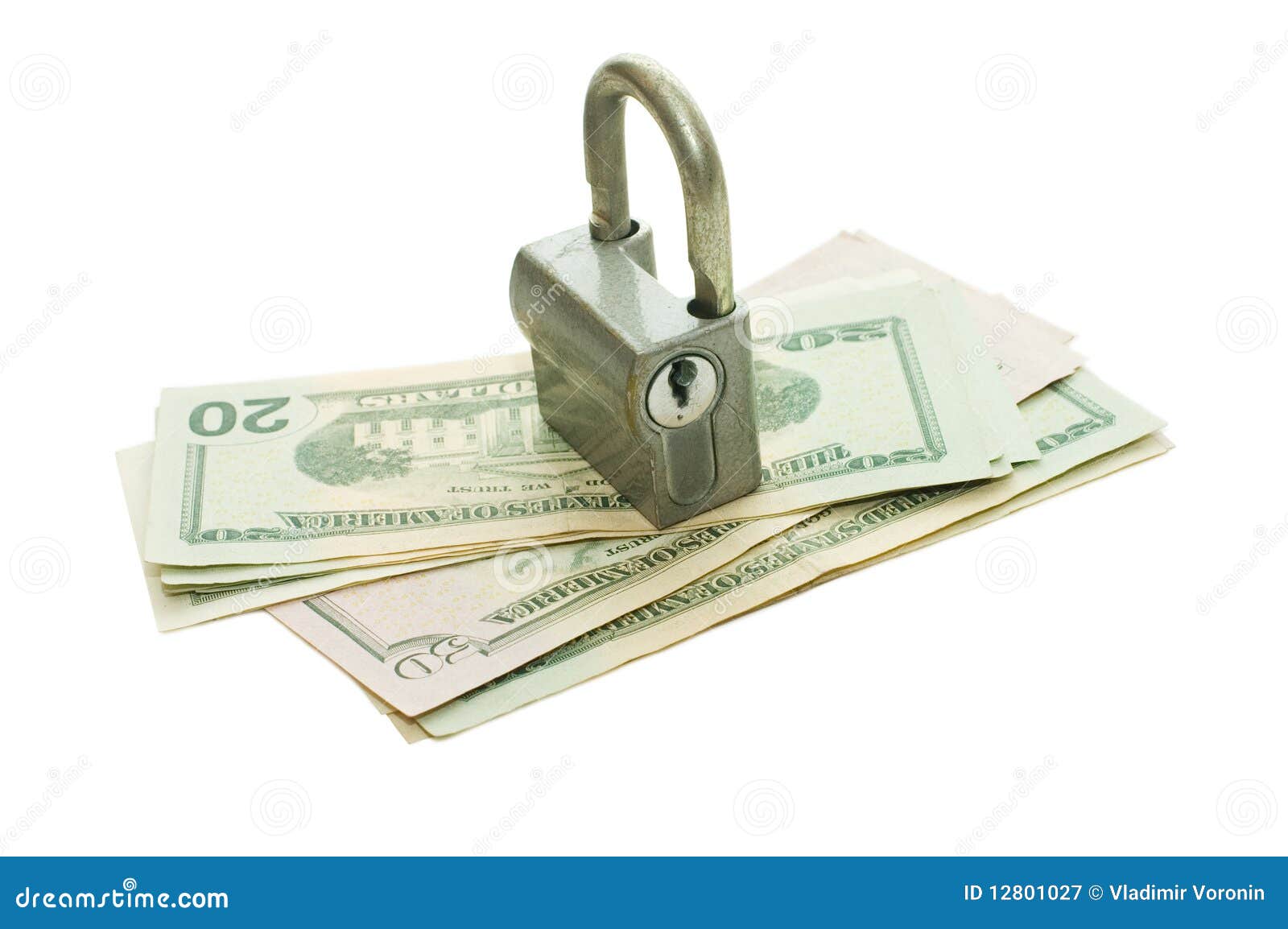 The lock on money stock image. Image of savings, padlock - 12801027