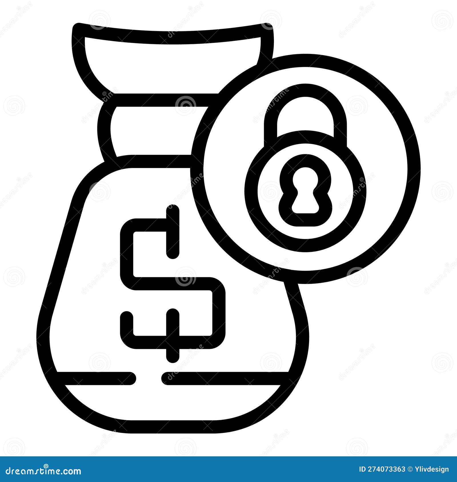 Lock Money Bag Icon Outline Vector. Cyber Account Stock Illustration ...