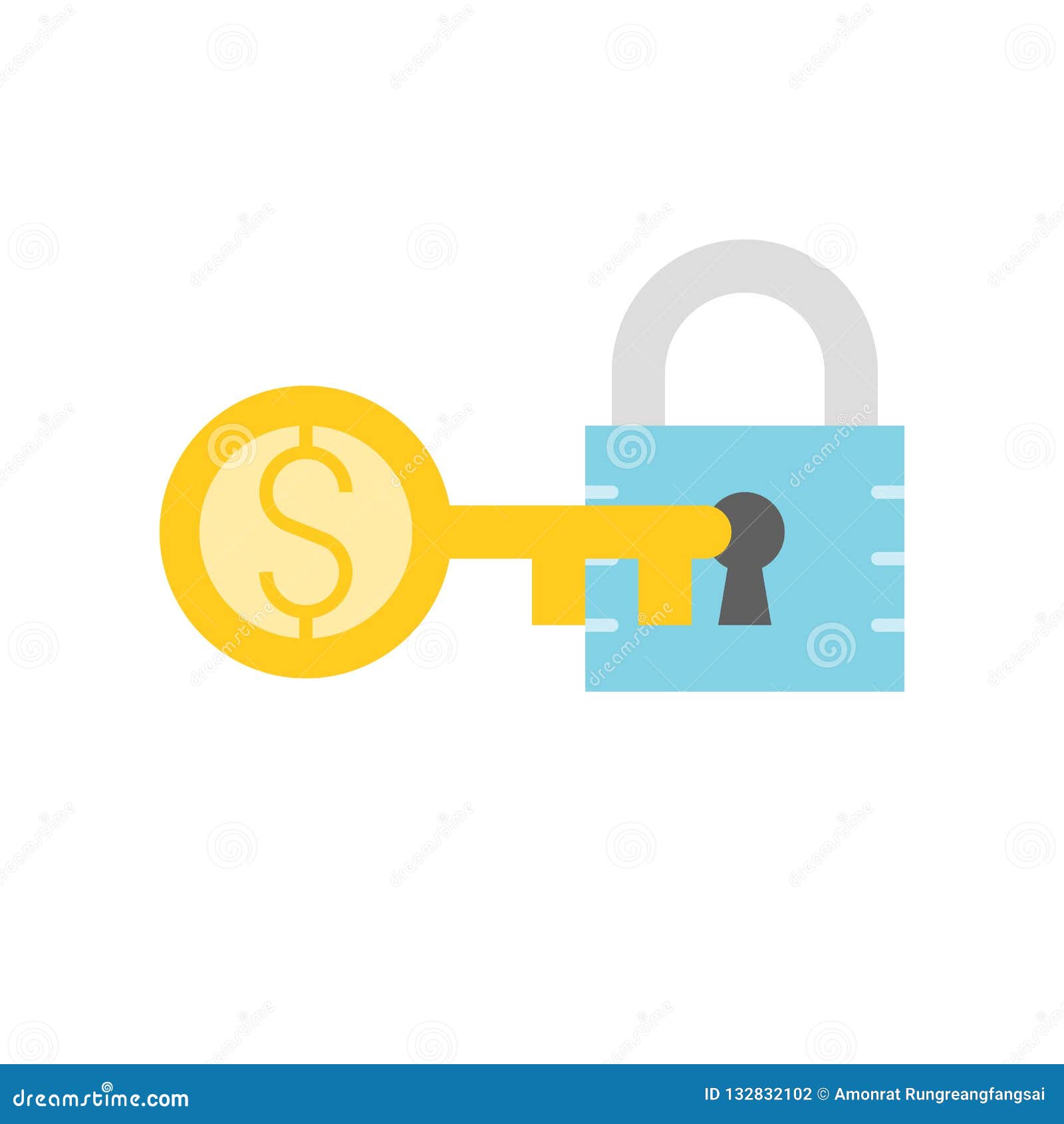 Lock and Money Gold Key, Key of Success Concept Icon Stock Vector ...