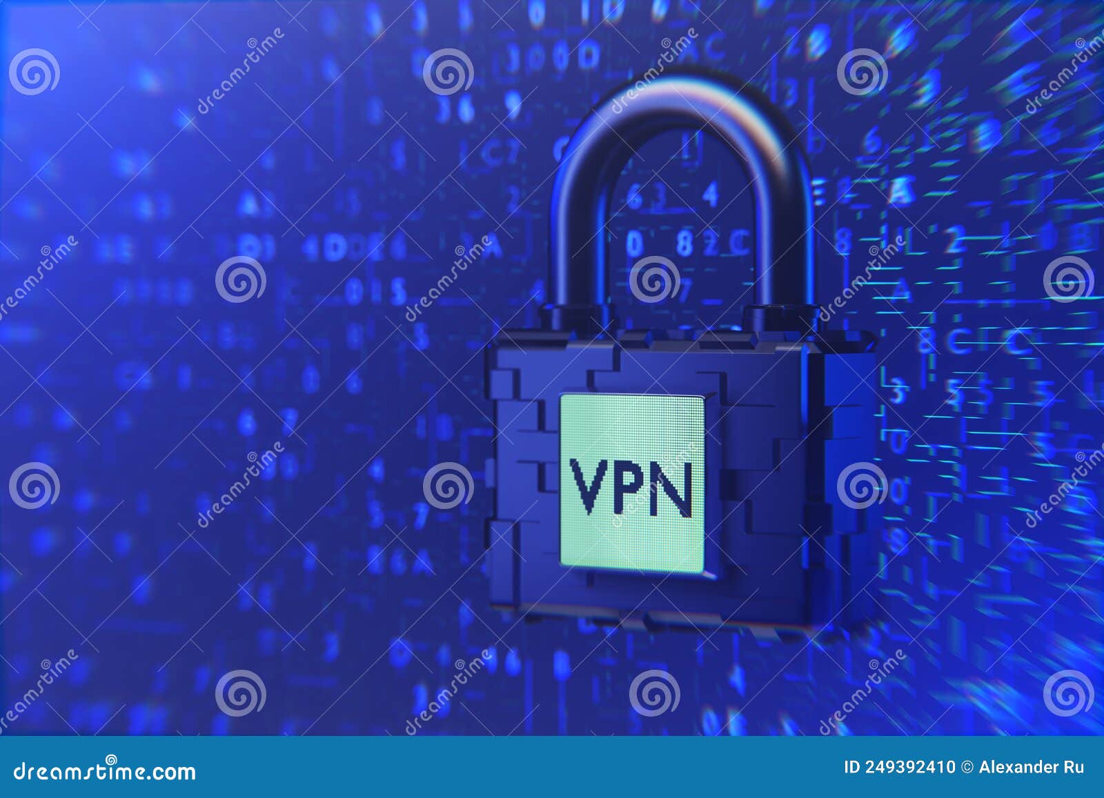 Lock with a Monochrome Screen and the Inscription VPN. the Concept of a ...