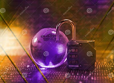 Lock and network cable stock photo. Image of access, firewall - 21563202