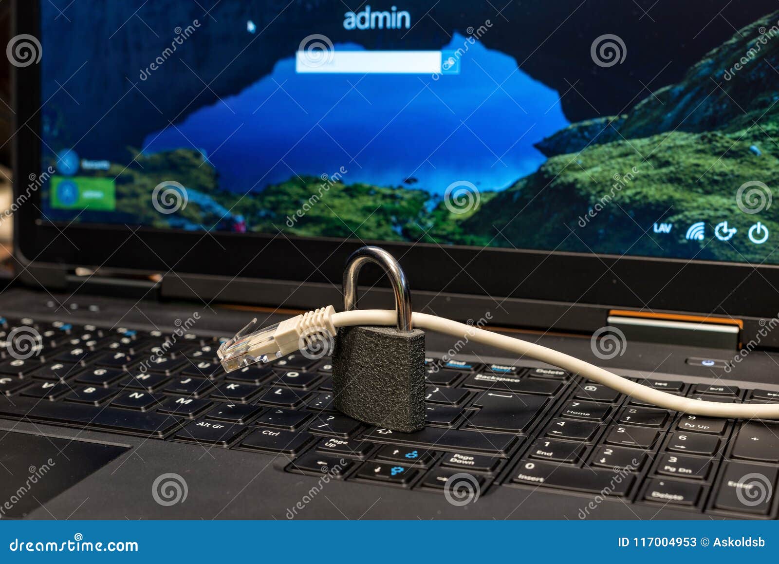 Lock and Network Cable As Symbol for Privacy and General Data Pr Stock ...