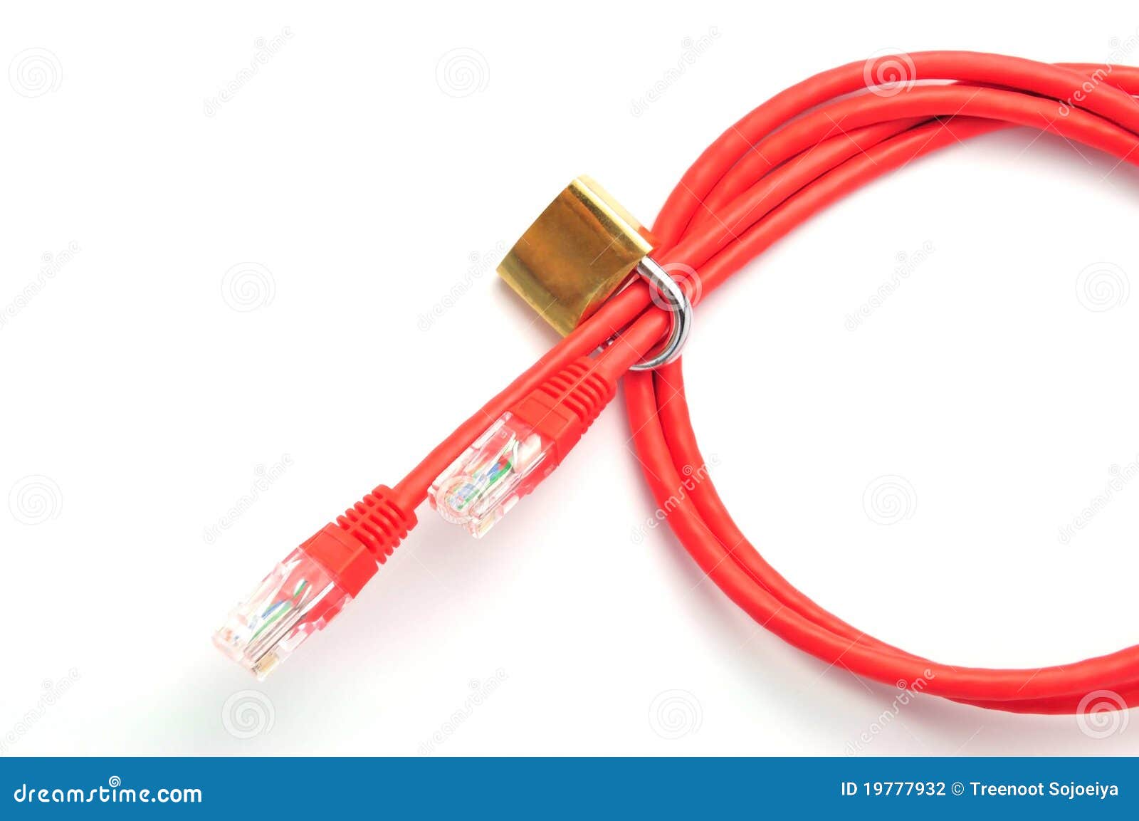 Lock and Network Cable Close Stock Photo - Image of data, padlock: 19777932