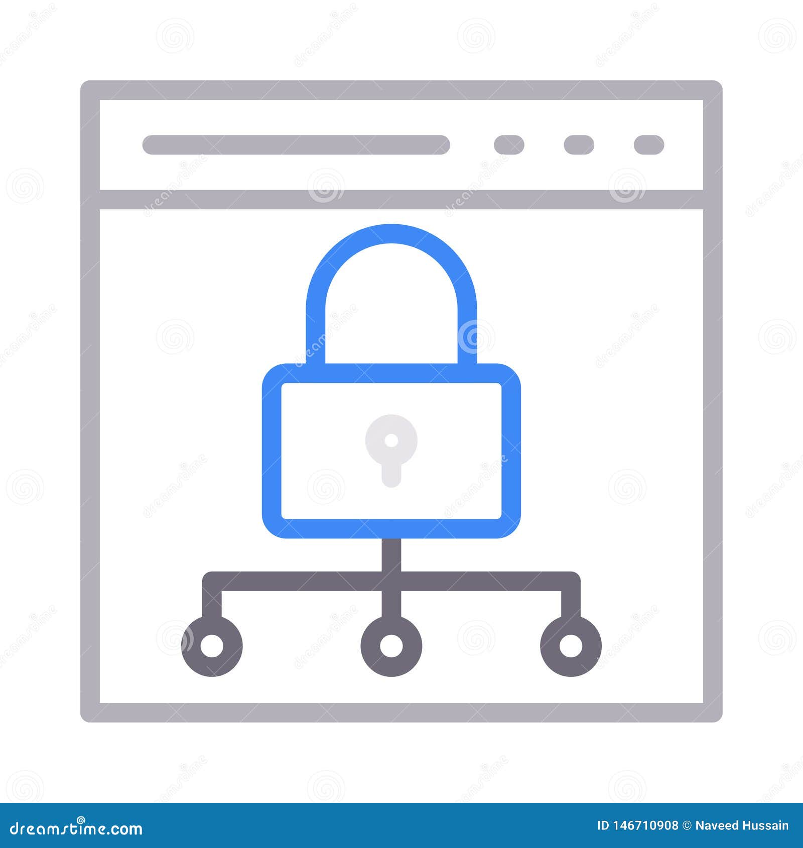 Lock Network Thin Line Color Vector Icon Stock Illustration ...