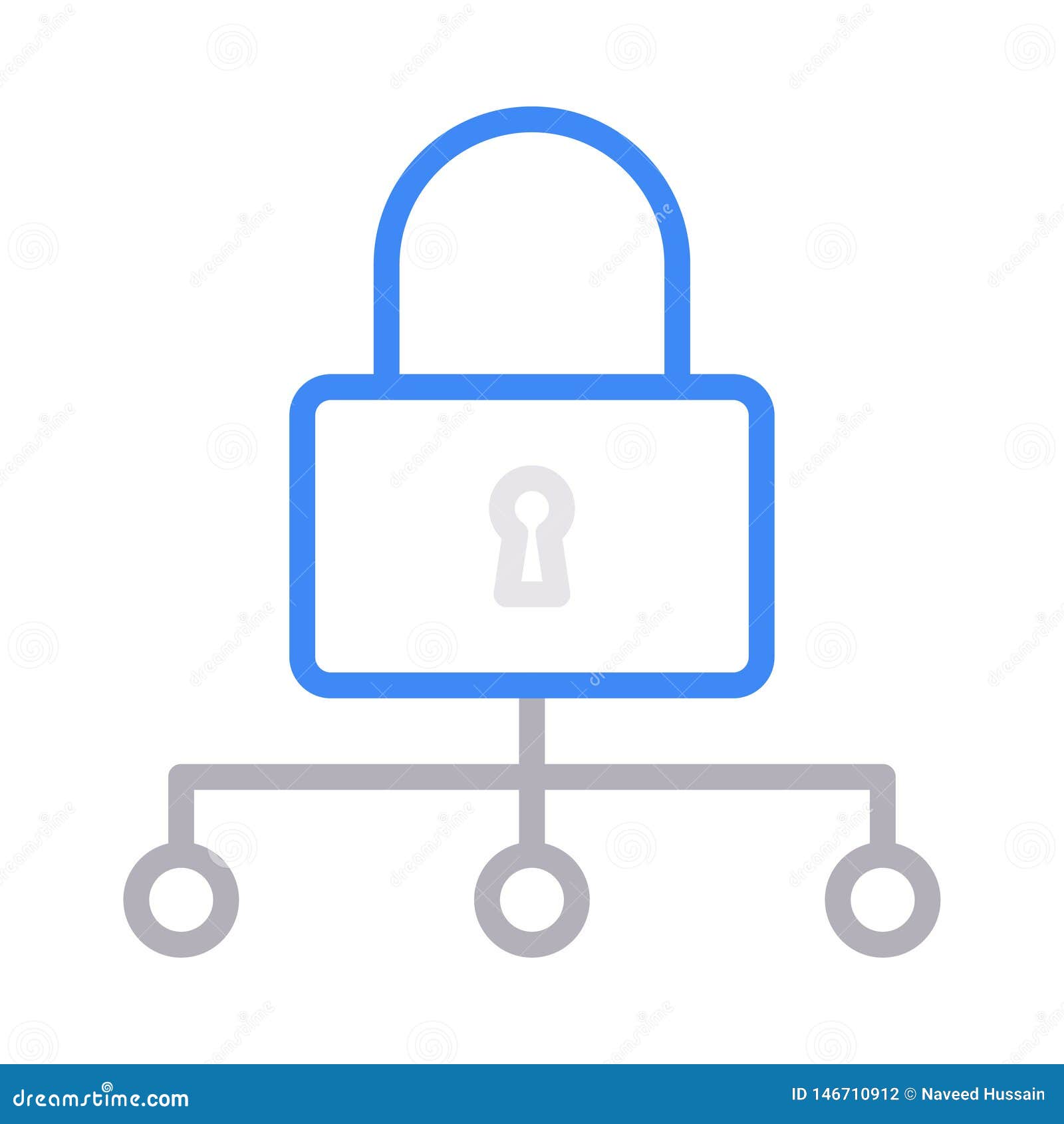 Lock Network Thin Line Color Vector Icon Stock Vector - Illustration of ...