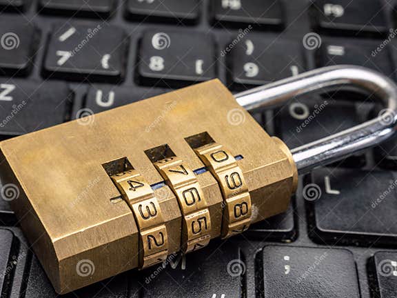 Lock with Number Code on Keyboard Stock Photo - Image of email ...