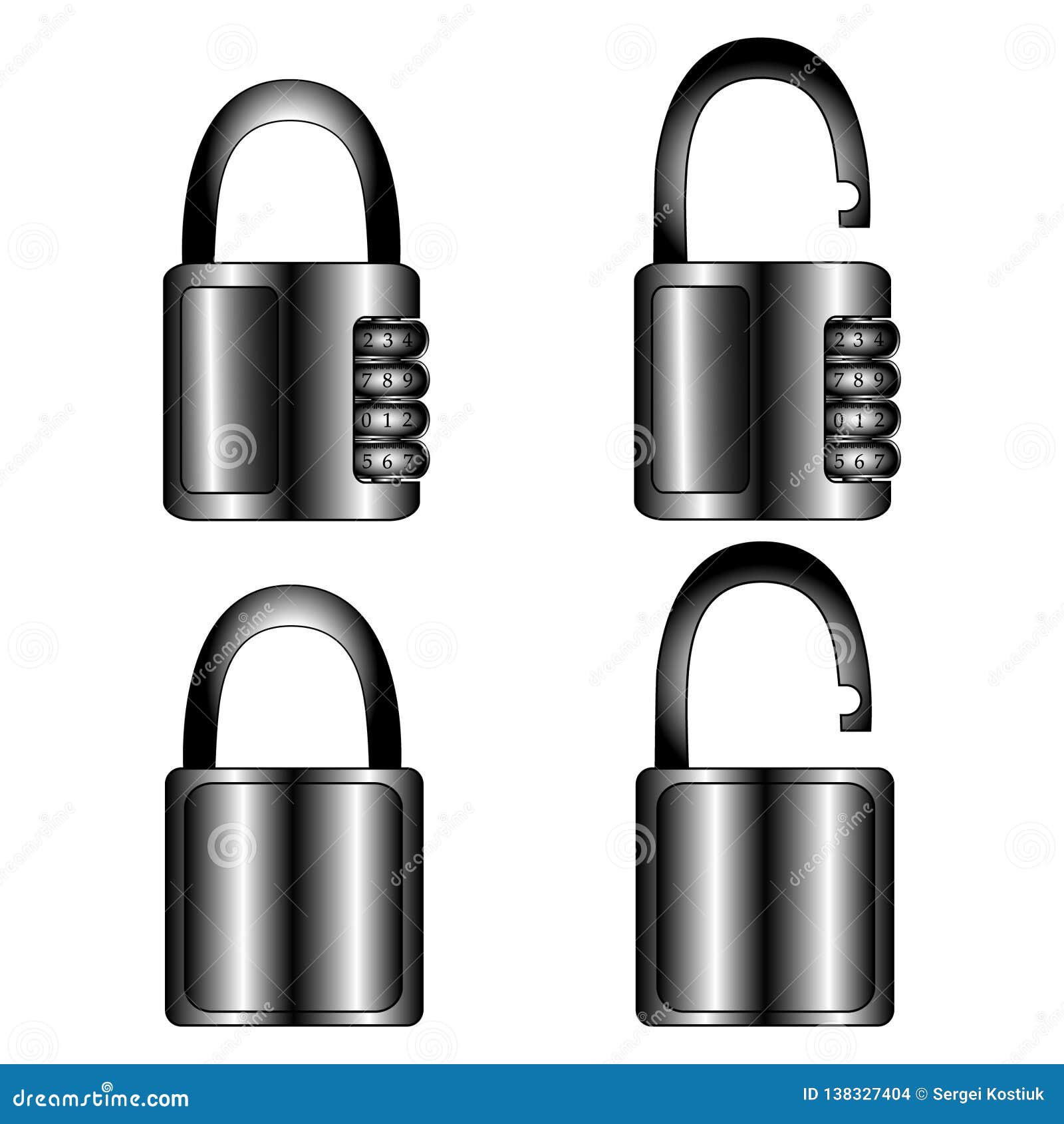 Lock with Numbers Vector Illustration Stock Vector - Illustration of ...