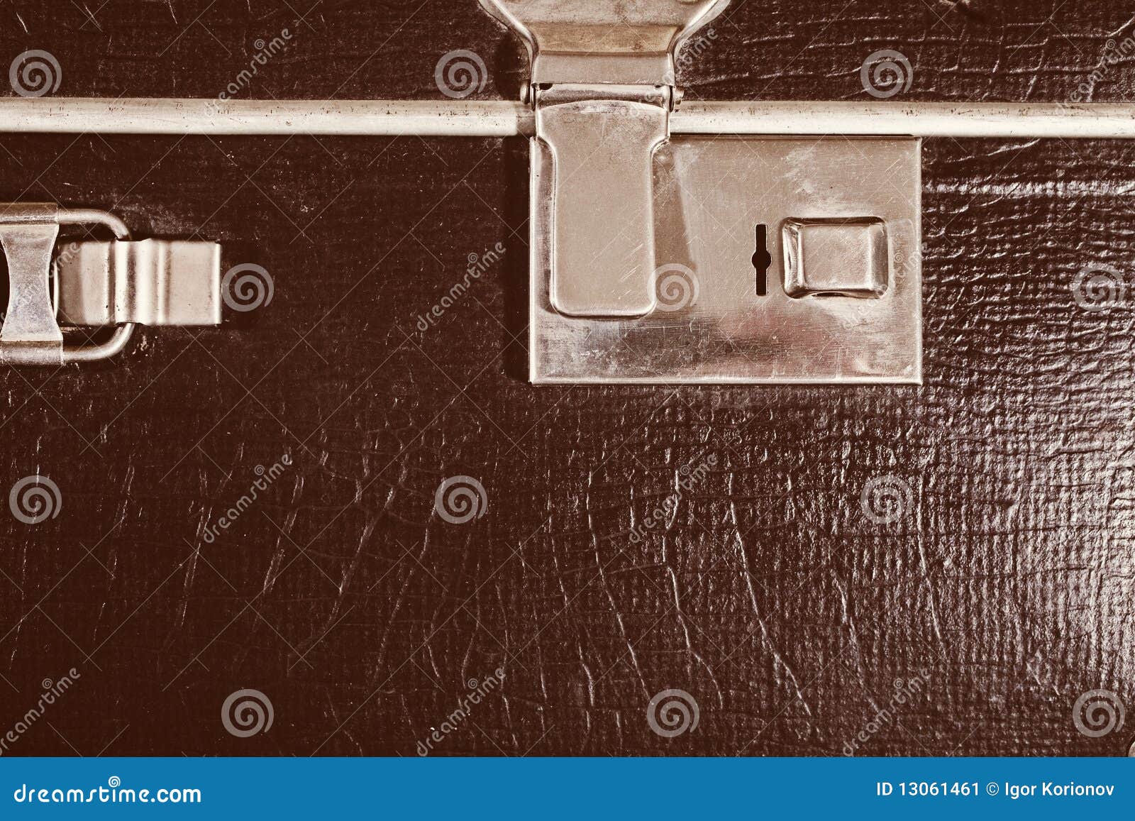 Lock of an Old Brown Leather Suitcase Stock Image - Image of brown ...
