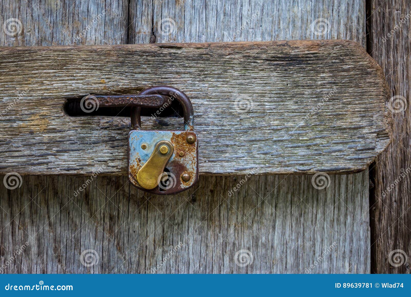 The Lock on an Old Wooden Door Stock Image - Image of gray, rust: 89639781