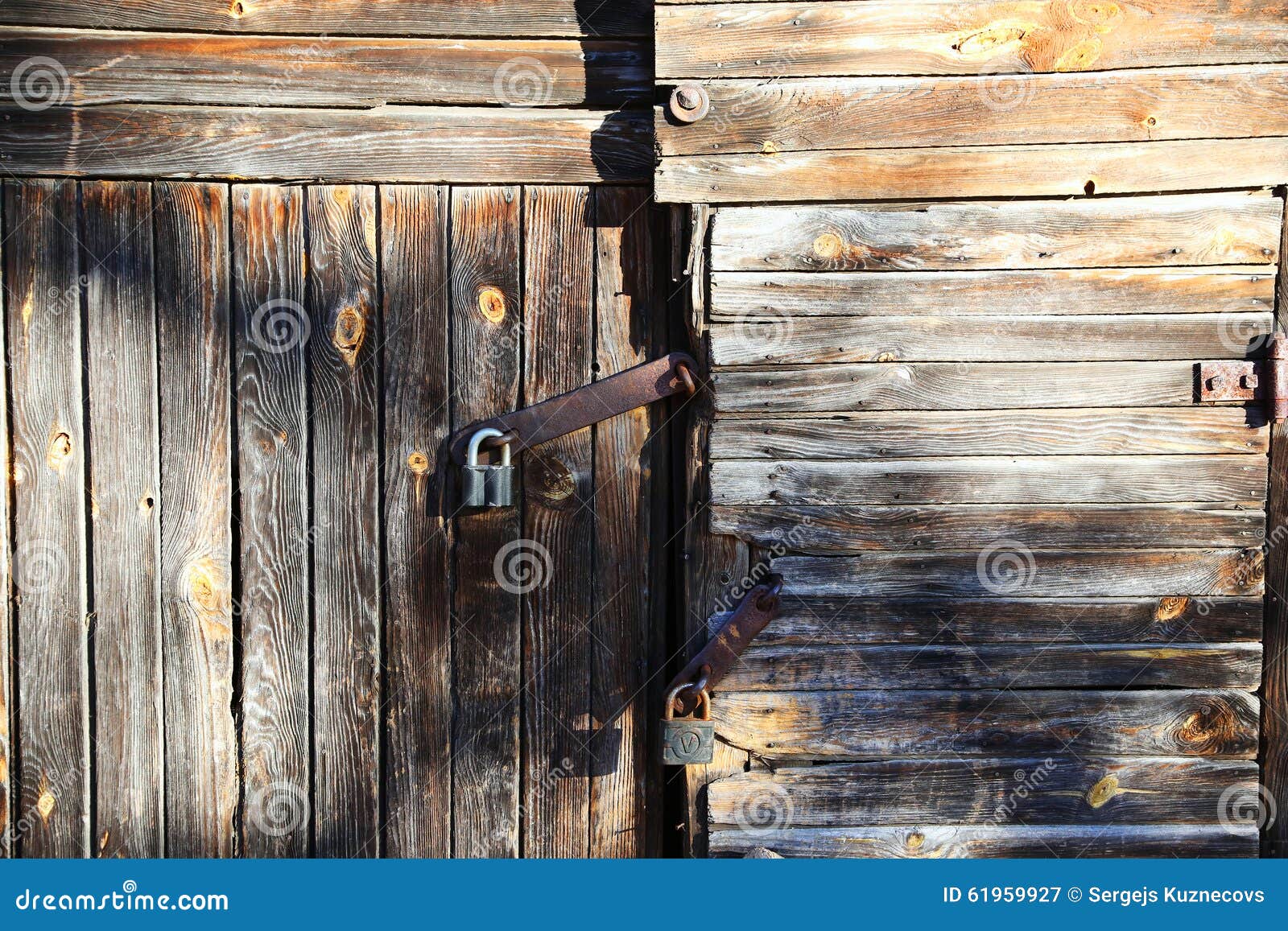 Lock on old wooden door stock image. Image of lock, steel - 61959927