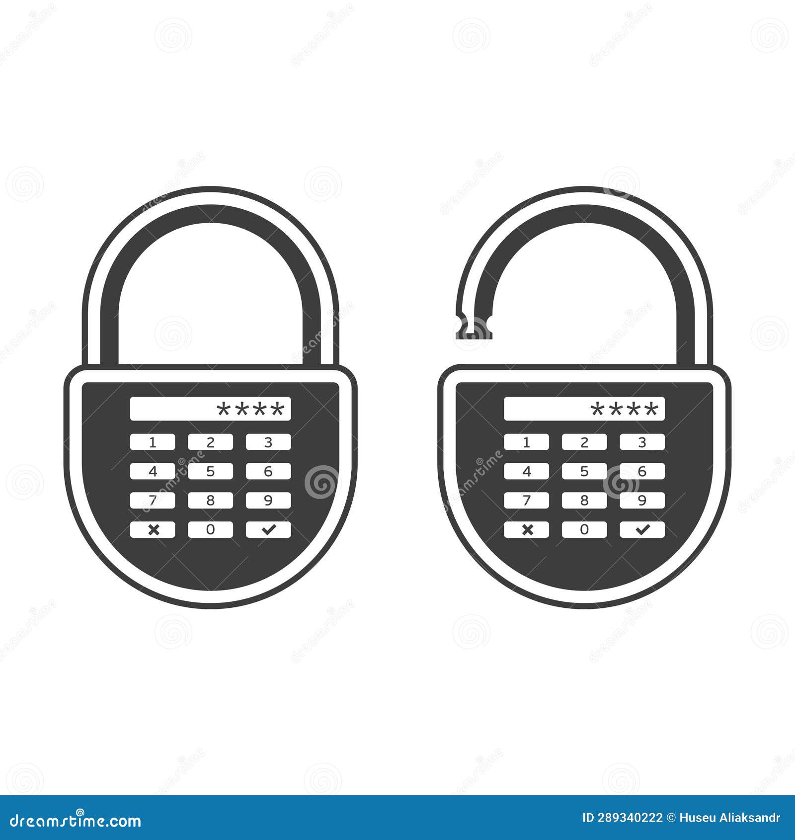 Lock open and lock closed. stock illustration. Illustration of safety ...