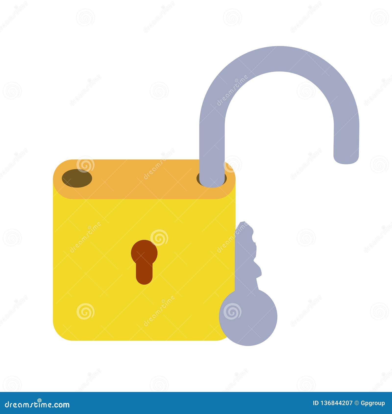 Lock Open with Key Isolated Icons Stock Vector - Illustration of ...