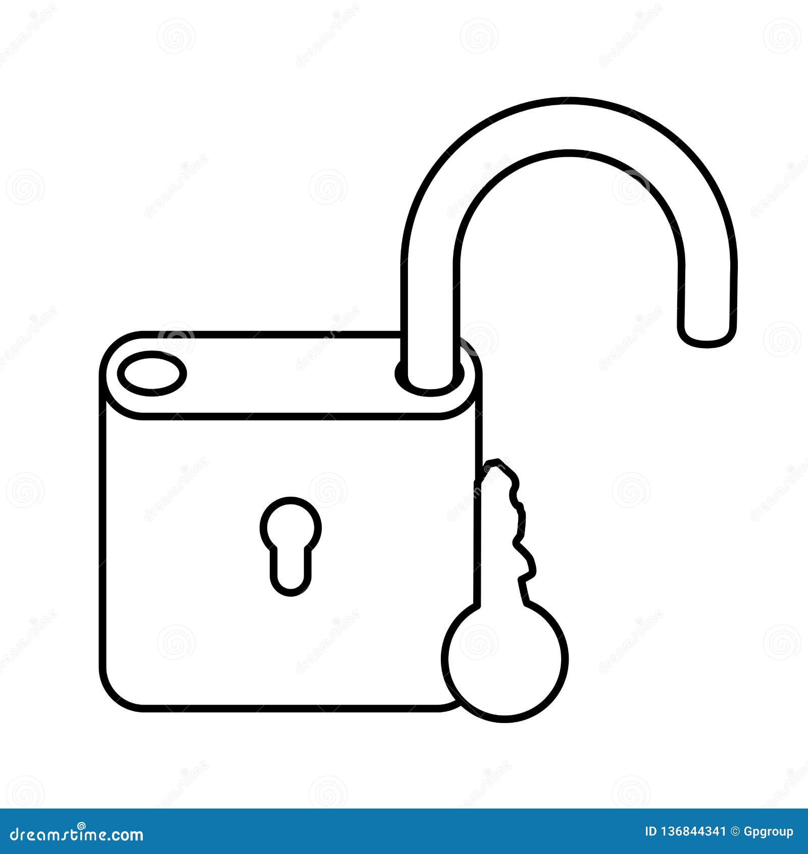 Lock Open with Key Isolated Icons Stock Vector - Illustration of code ...