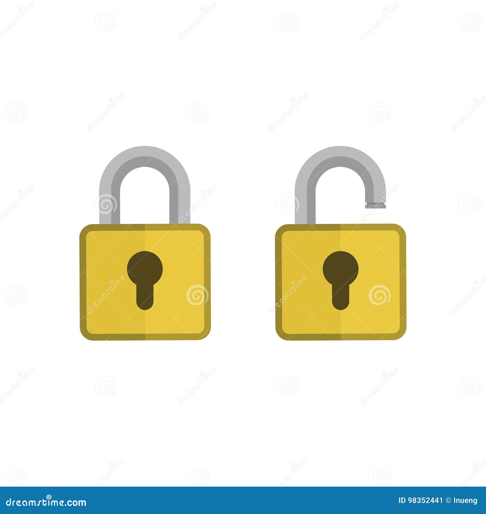 Lock Open And Lock Closed Isolated On White Background. Concept ...