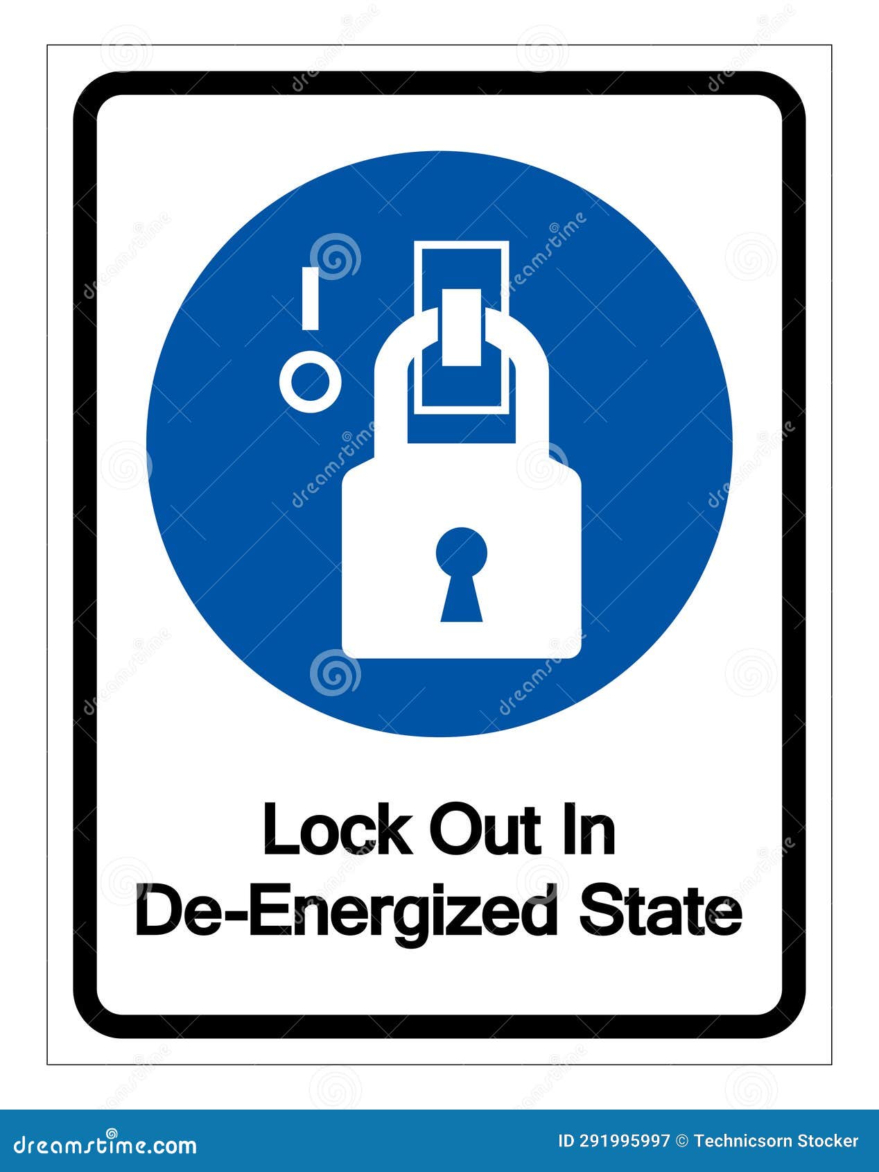 Lock Out in De-Energized State Symbol Sign,Vector Illustration ...