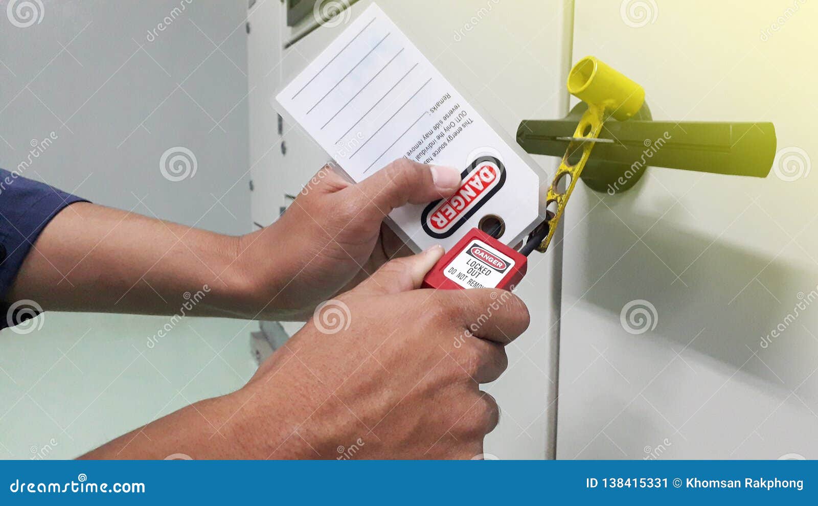 Lock Out & Tag Out Devices And Safety First Point Stock Photography ...