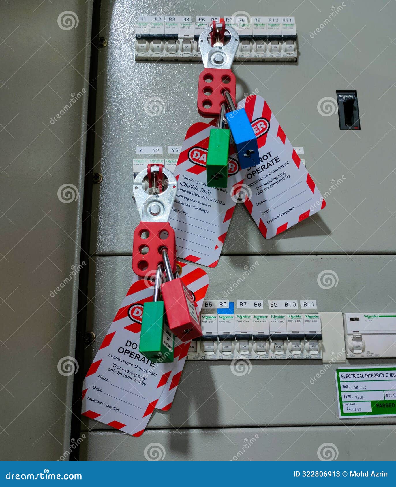Lock Out Take Out LOTO on the Main Switch Panel Box Located in a ...