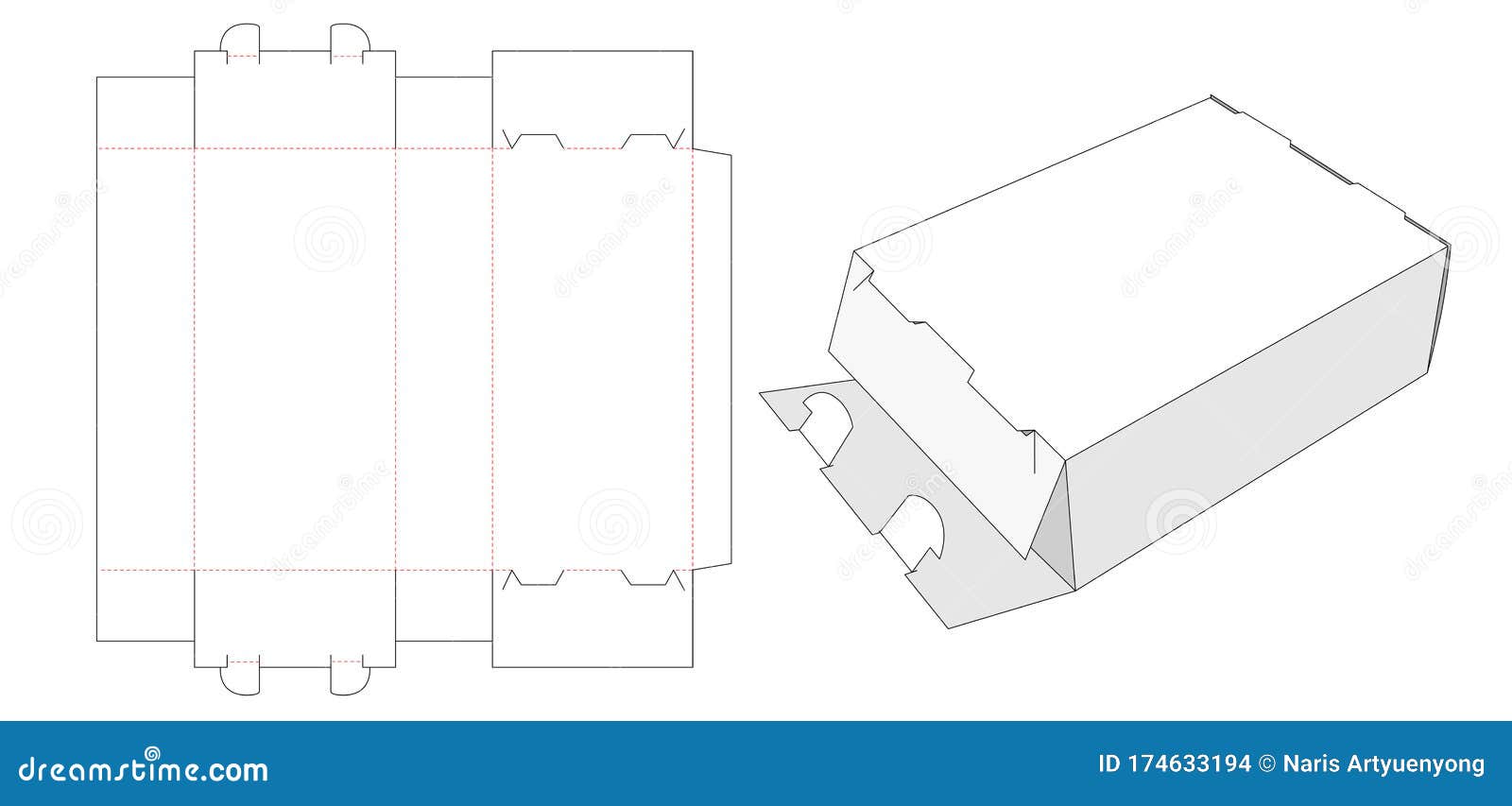 Packaging Box With Lock Point Die Cut Template Vector Illustration ...