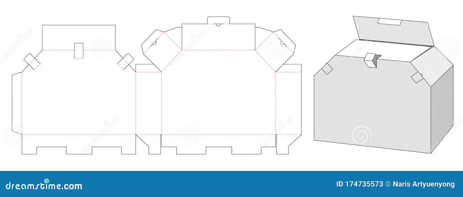 3 Lock Packaging Box Die Cut Template Design Stock Vector ...