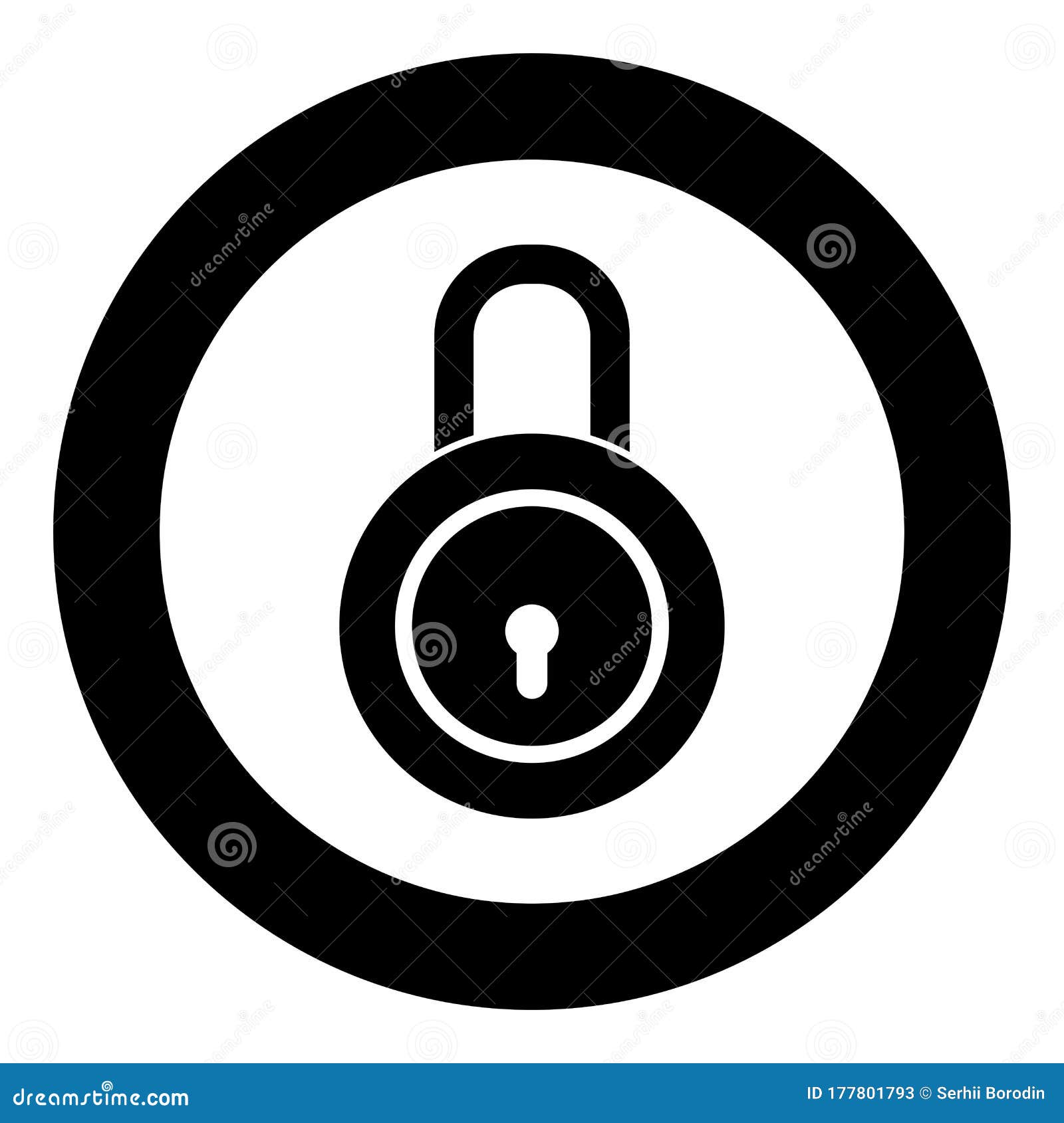 Lock Padlock Icon in Circle Round Black Color Vector Illustration Flat ...