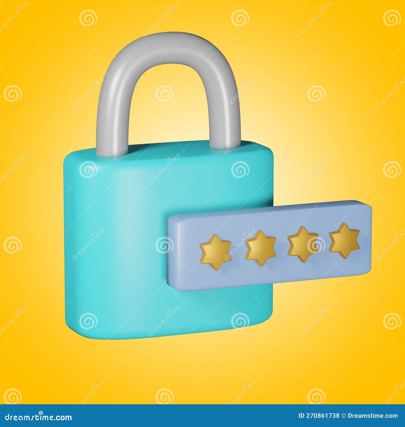 Lock with Password Cyber Security Concept 3d Render Illustration Stock ...