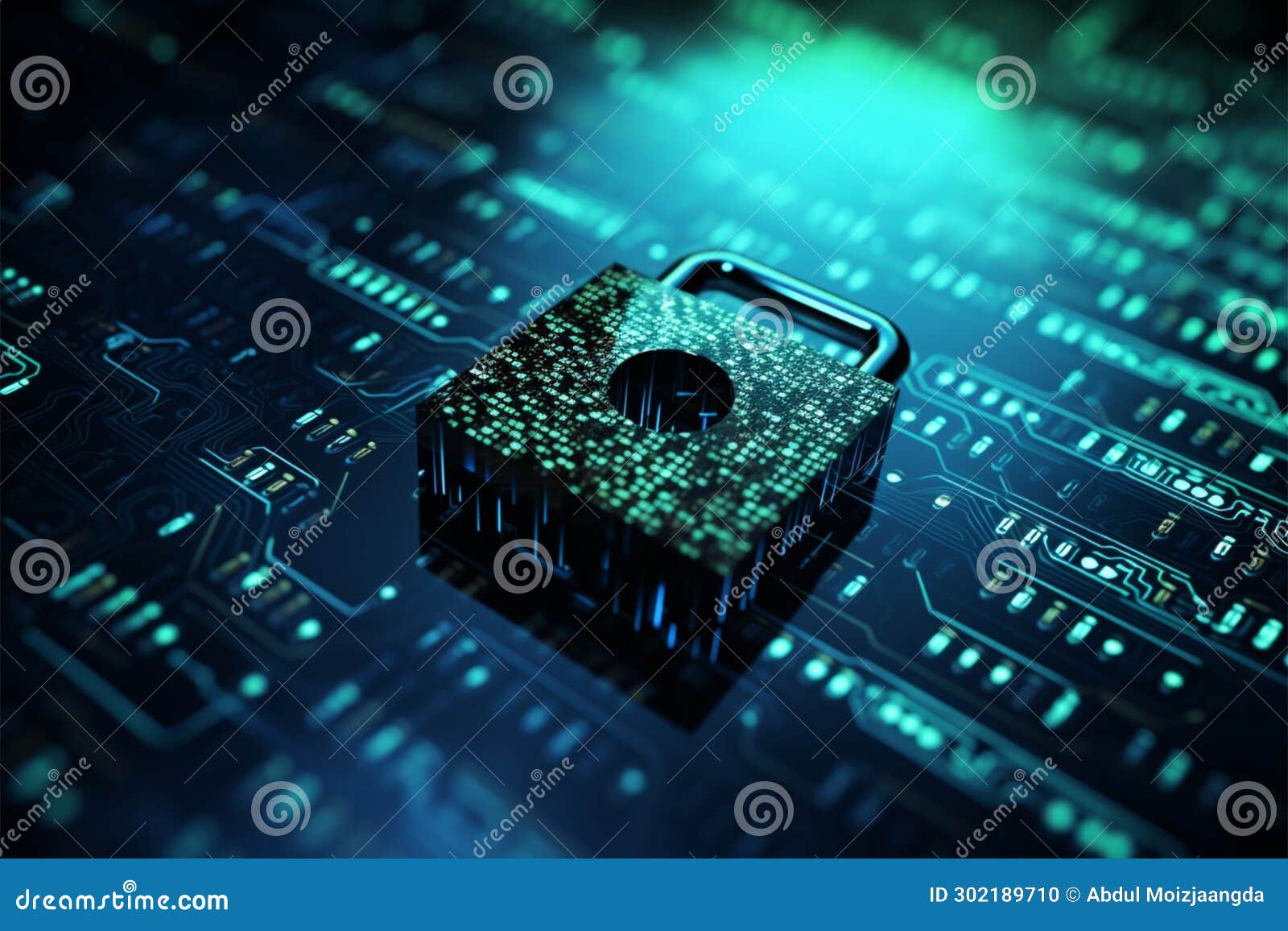 Lock Pattern Emerges In 3d With Detailed Binary Code Pixels Stock