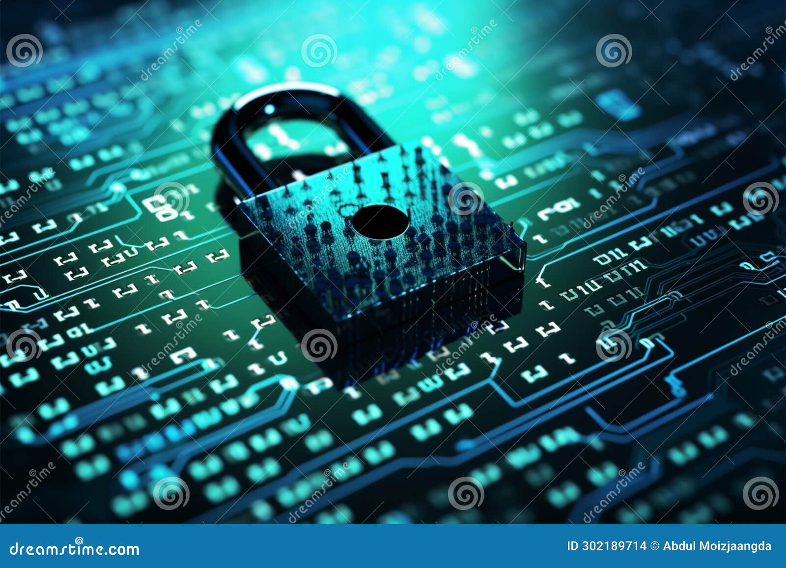 Lock Pattern Emerges in 3D with Detailed Binary Code Pixels Stock ...