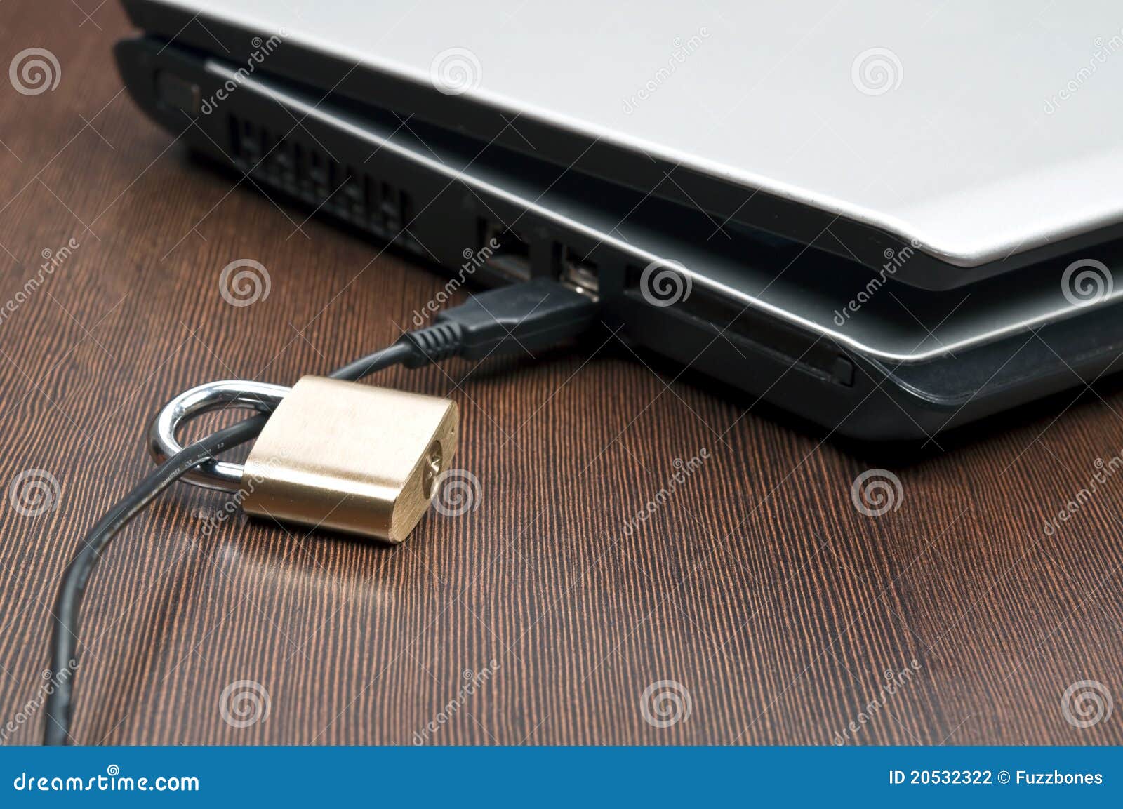 Lock on pc cable stock photo. Image of mobile, office - 20532322