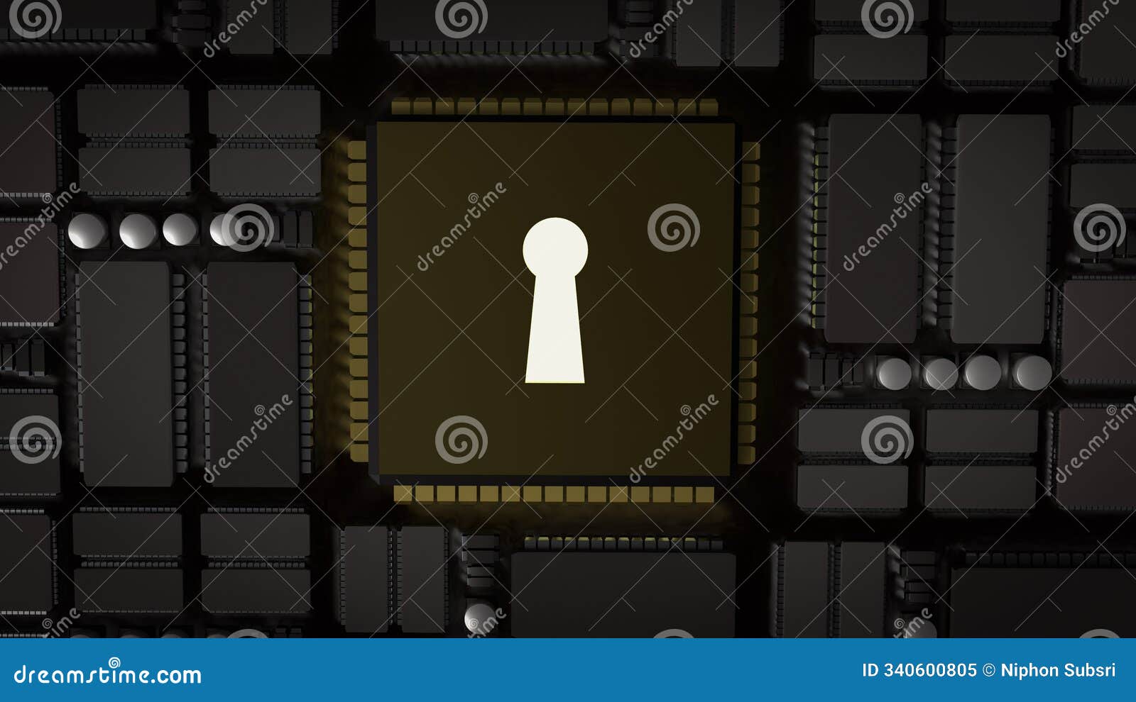 The Lock on Pcb Board for Technology Security Concept 3d Rendering ...
