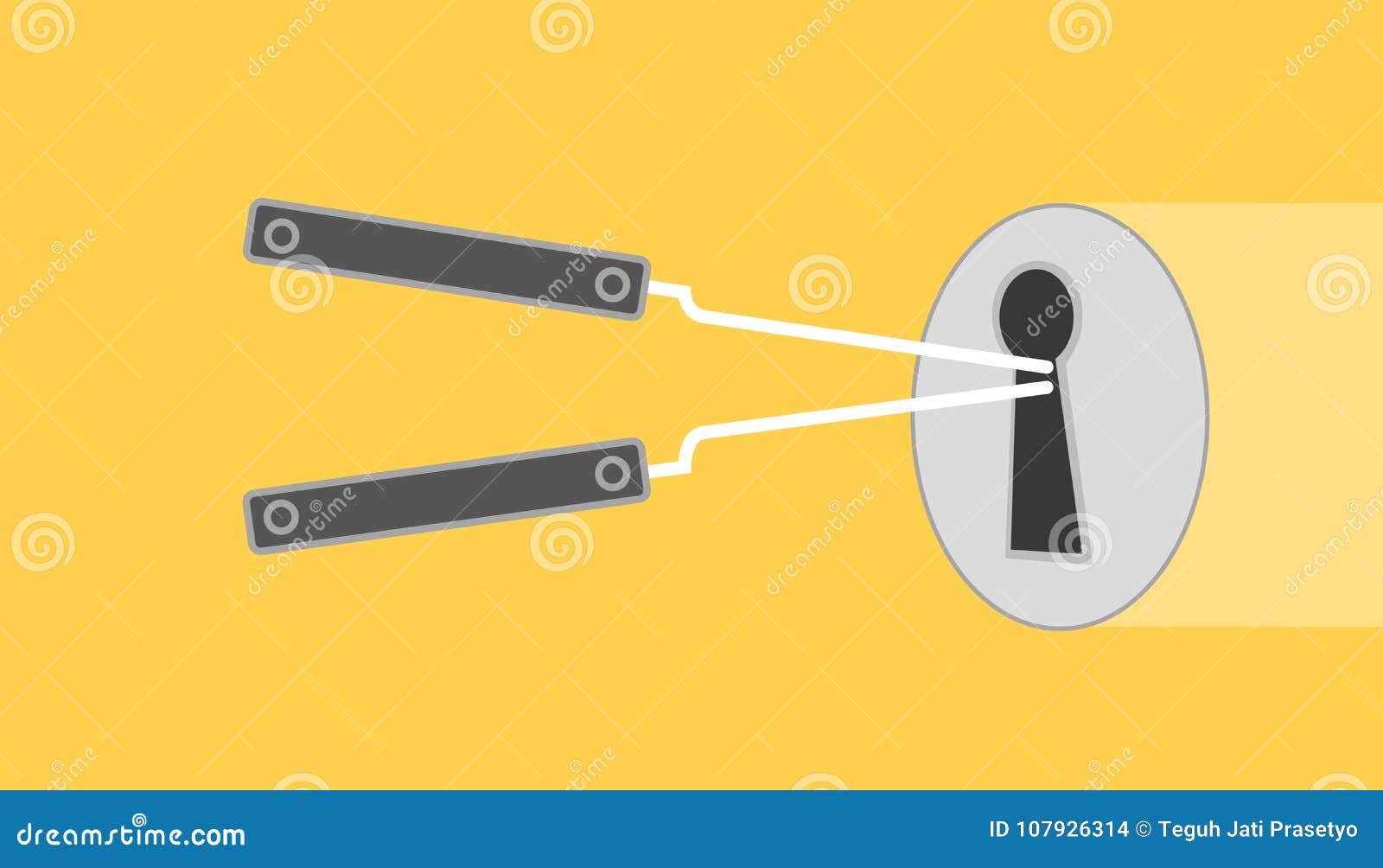 Lock Pick Illustration with Lock Picked Yellow Background with Flat ...