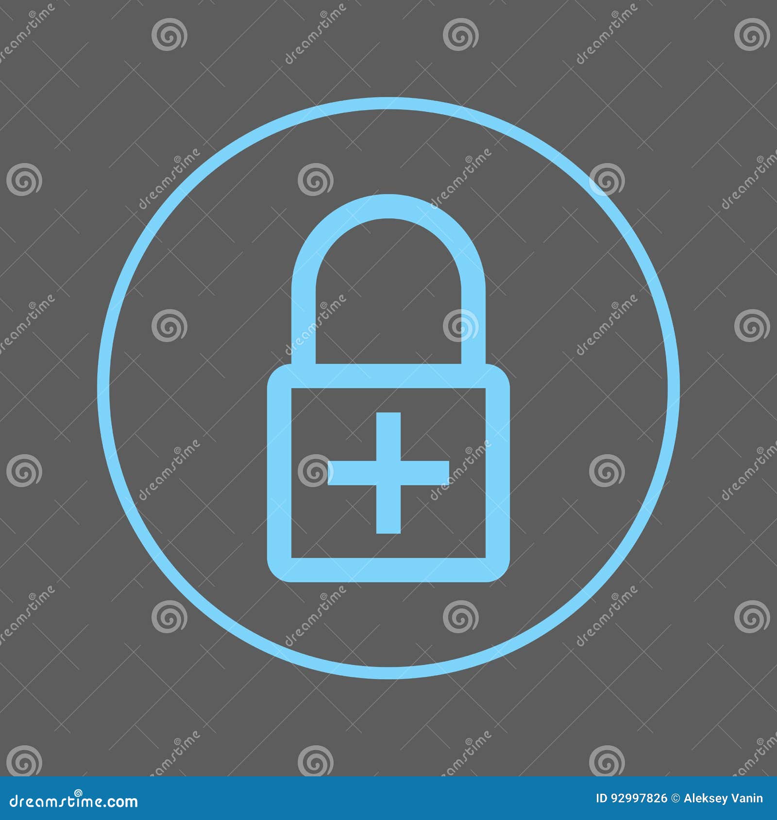 Lock with Plus Circular Line Icon. Add Encryption Round Colorful Sign ...