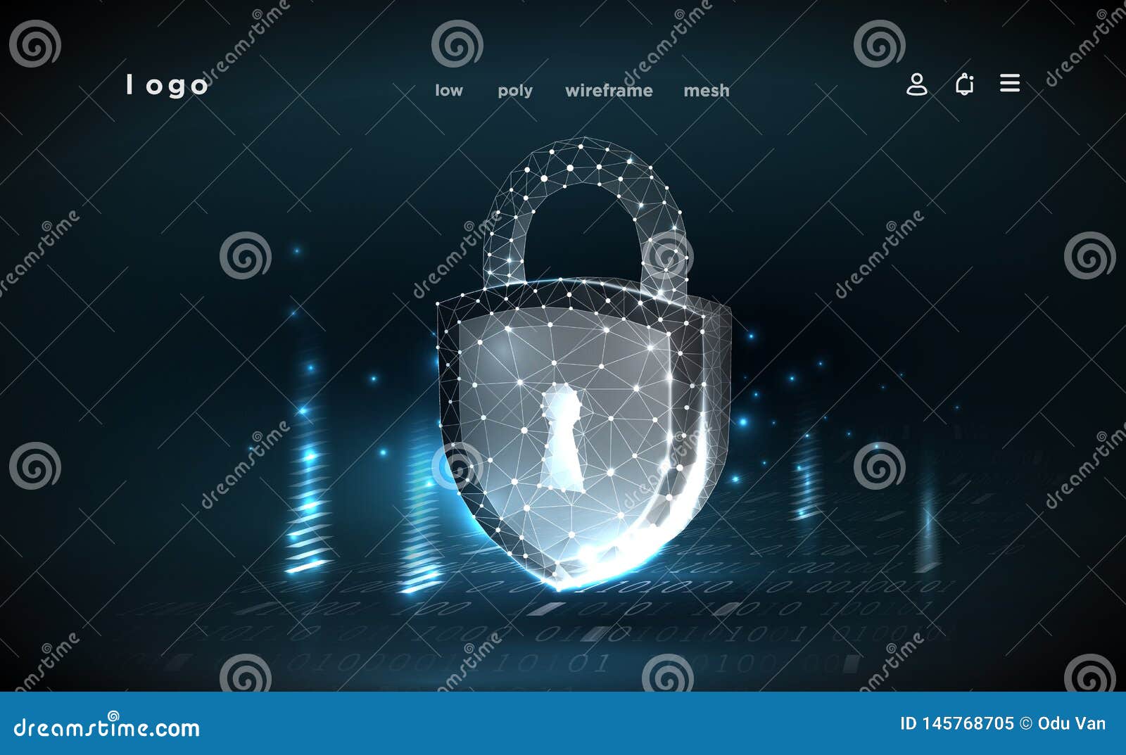 Lock.Polygonal Wireframe.Cyber Security Concept,. Cyber Data Security ...