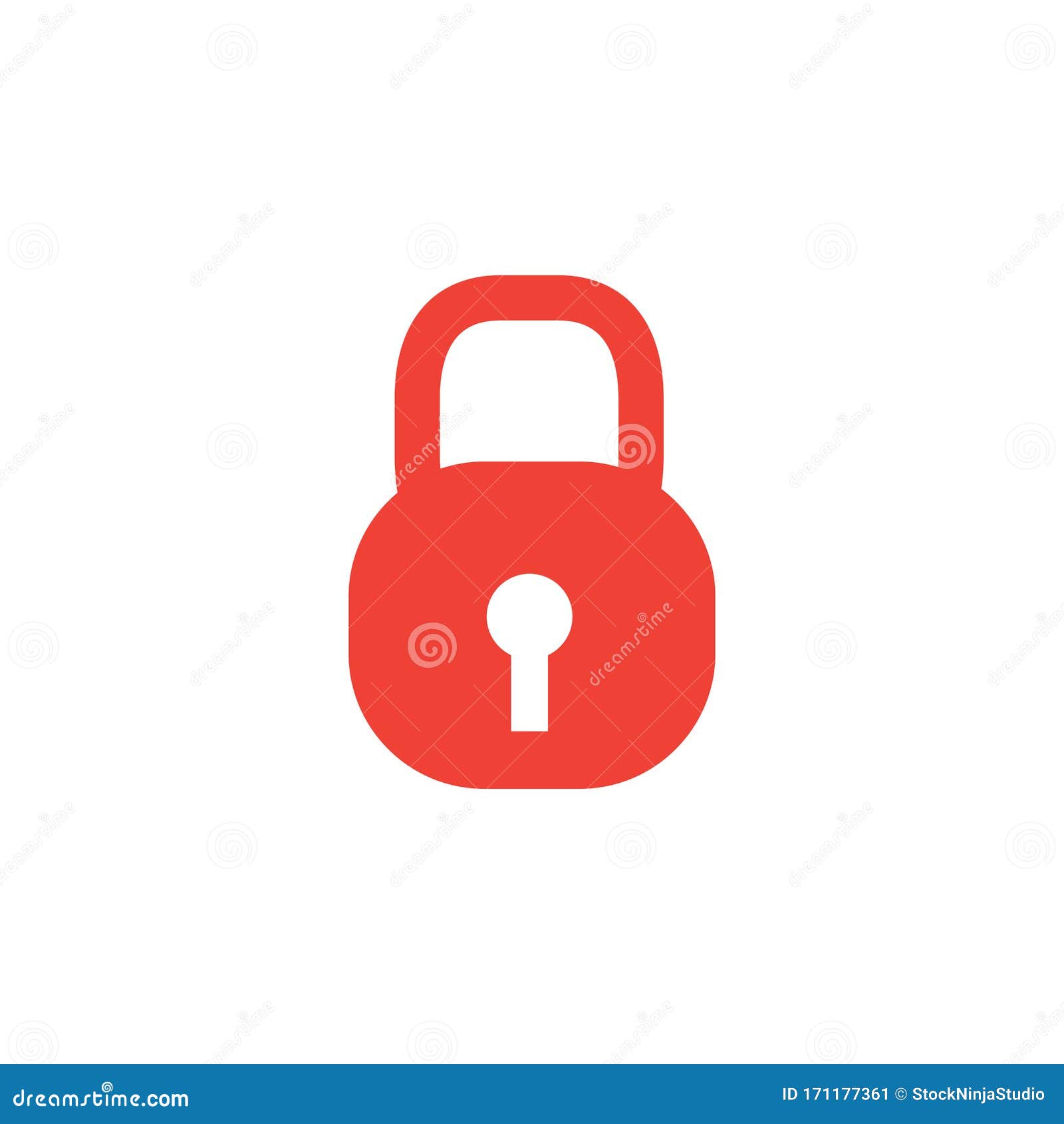 Lock Red Icon on White Background. Red Flat Style Vector Illustration ...
