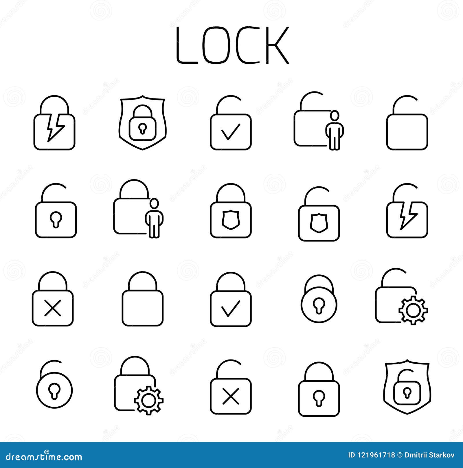 Lock Related Vector Icon Set Stock Vector - Illustration of lock ...