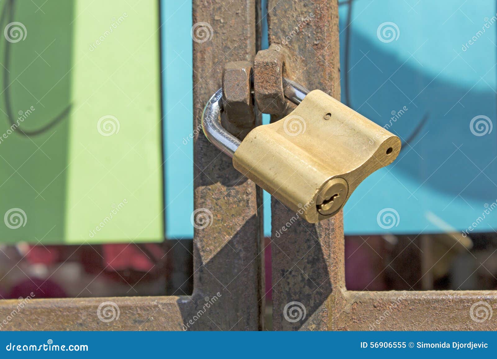 Lock on a rusty gate stock image. Image of foreground - 56906555