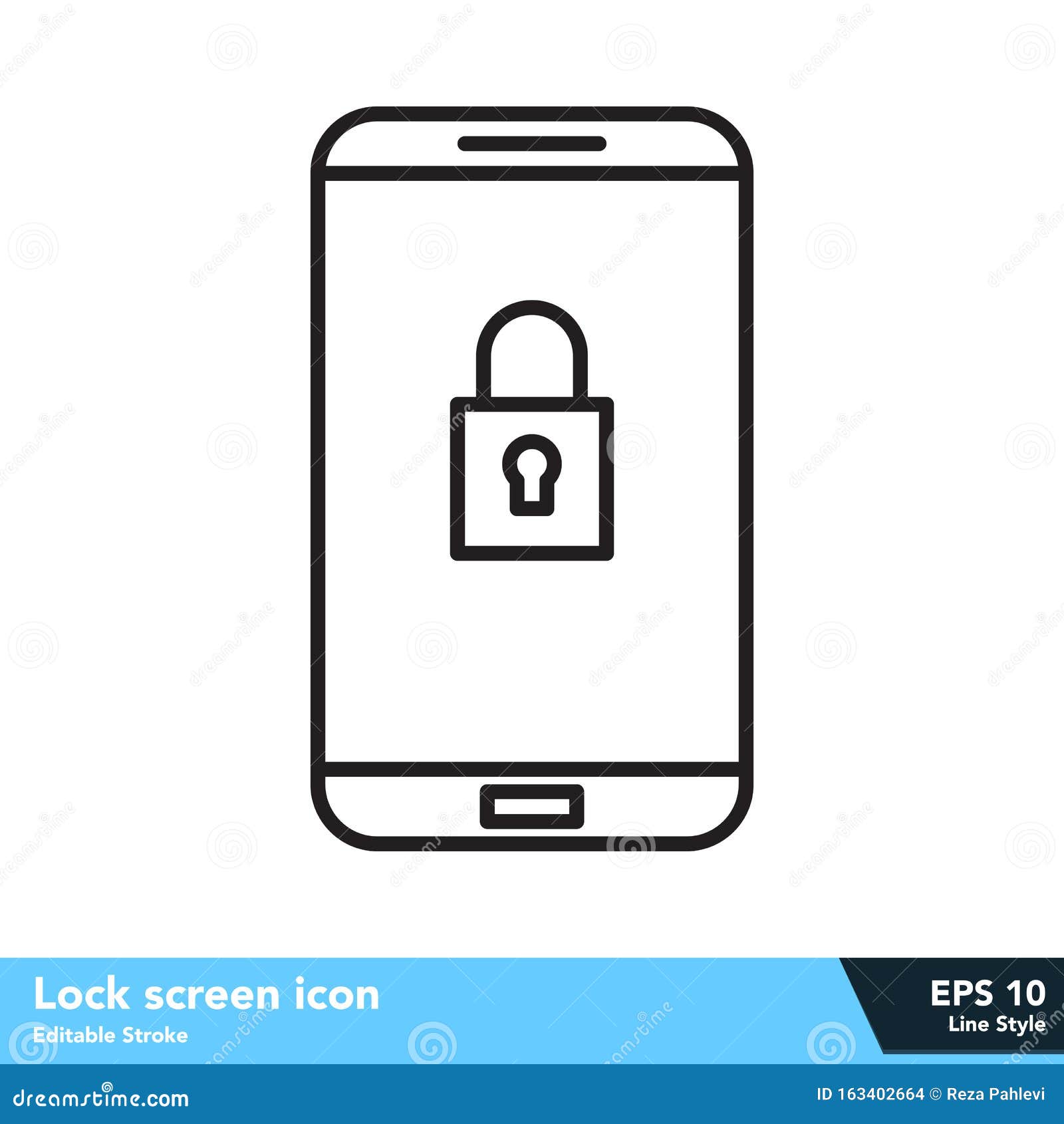Lock Screen Icon in Line Style, with Editable Stroke Eps 10 Stock ...