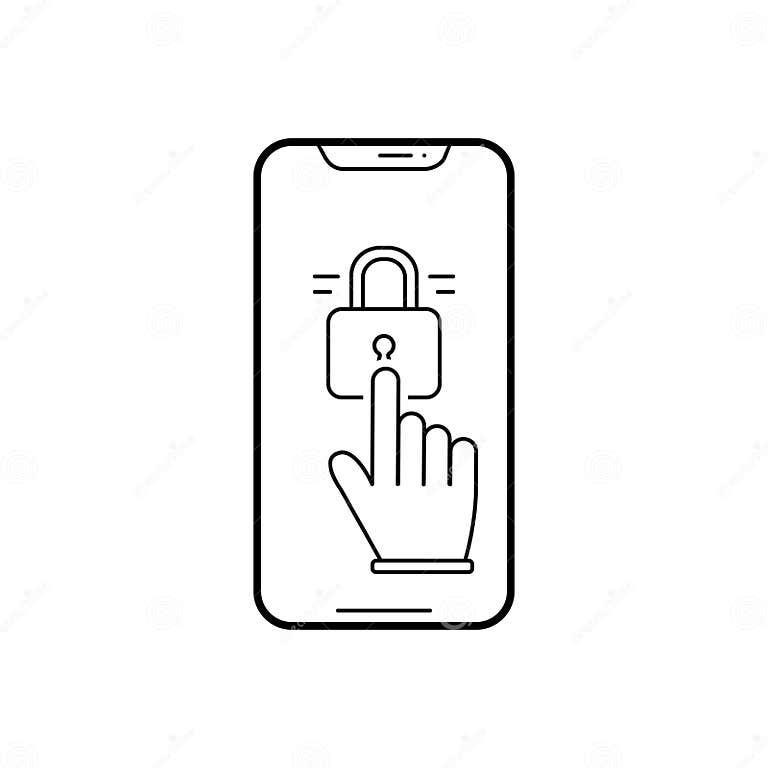 Black Line Icon for Lock Screen, Iphone and Smartphone Stock Vector ...