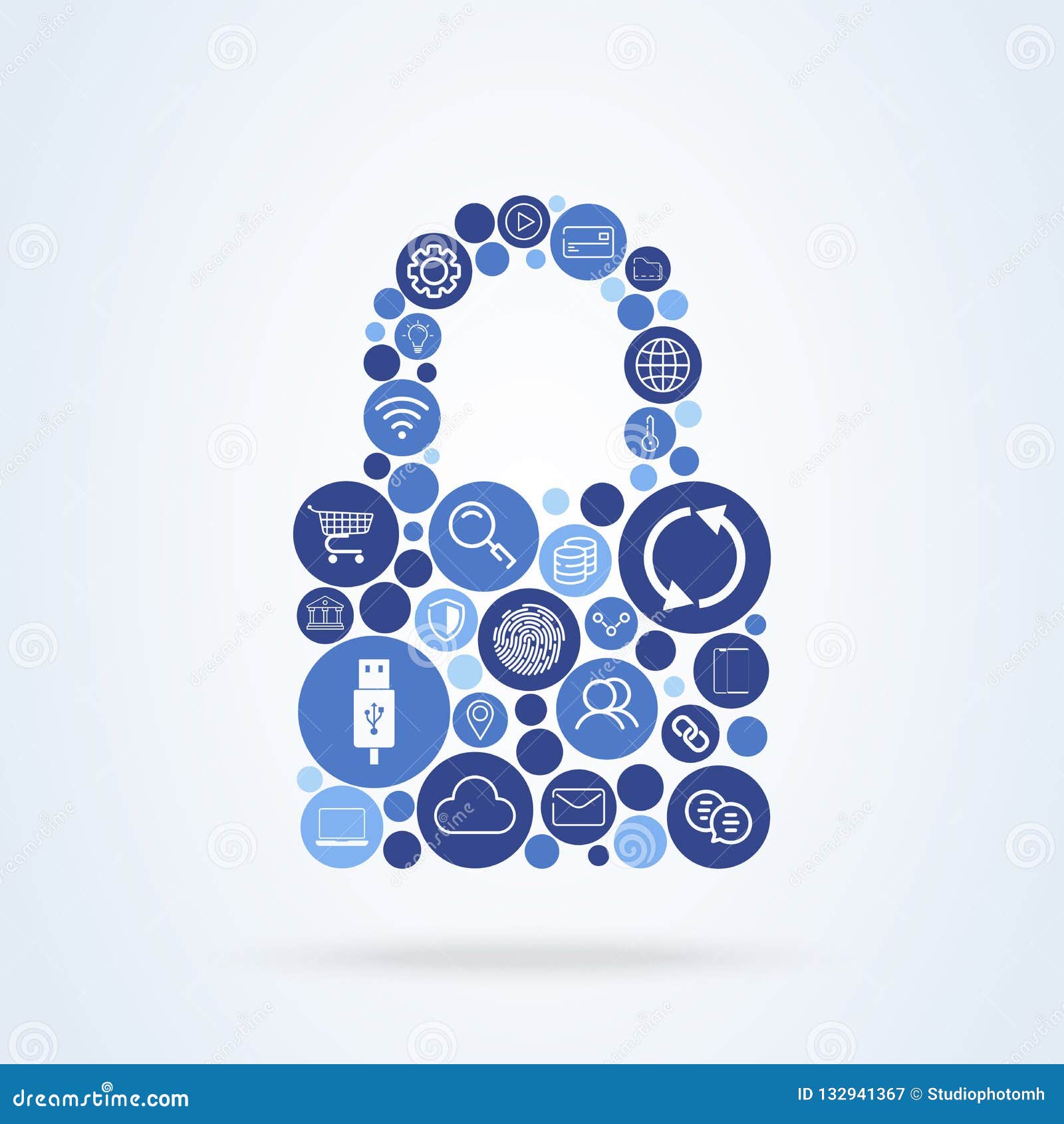 Lock Secure Technology Concept. Vector Internet Guard Password. Flat ...