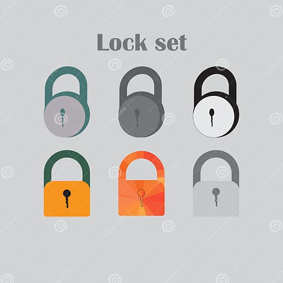 Lock Set for Vector. Lock and Key Stock Vector - Illustration of open ...