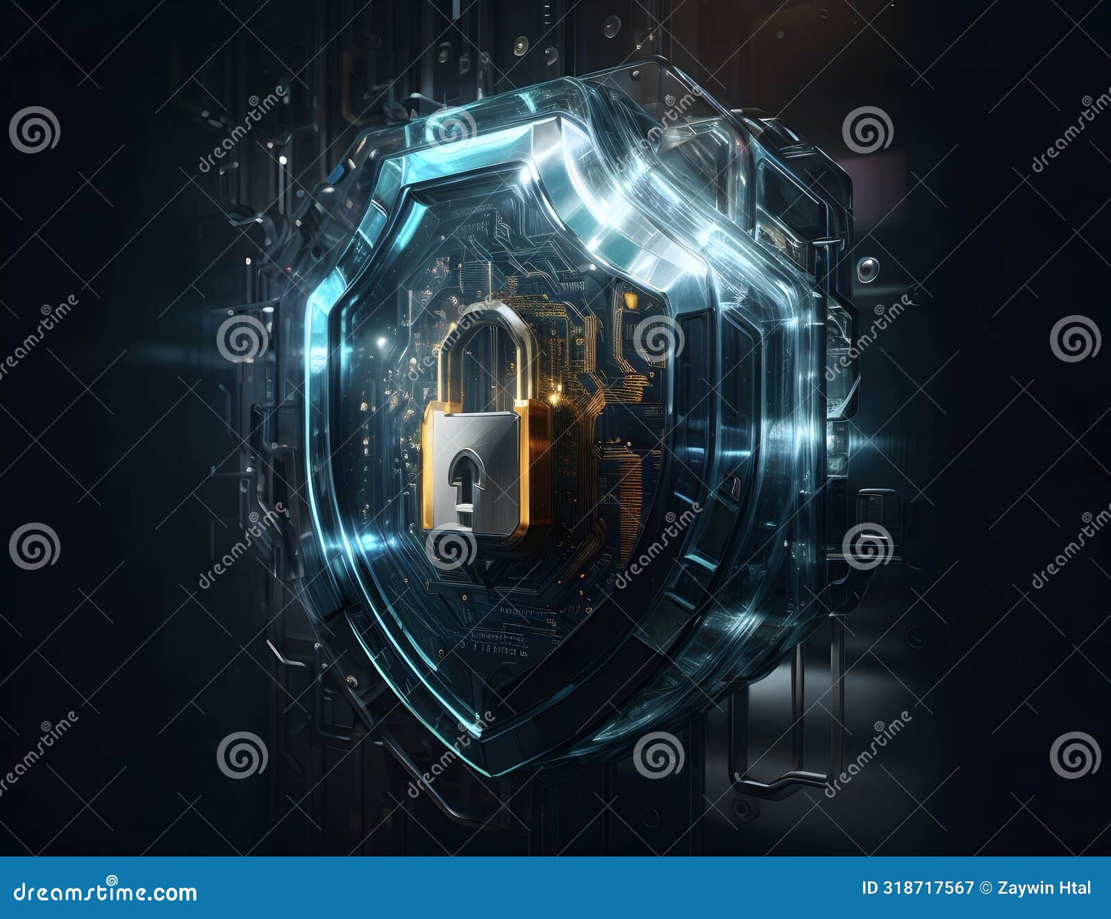 Lock and Shield. Concept of Data Security, Cybersecurity, Cyber Defense ...