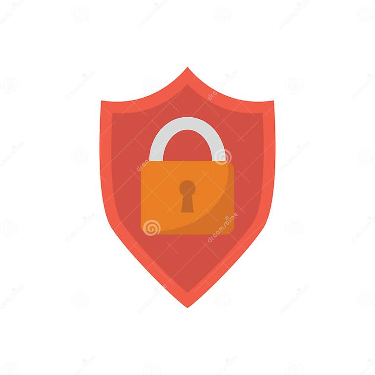 Lock With Shield Cyber Security Concept Stock Illustration