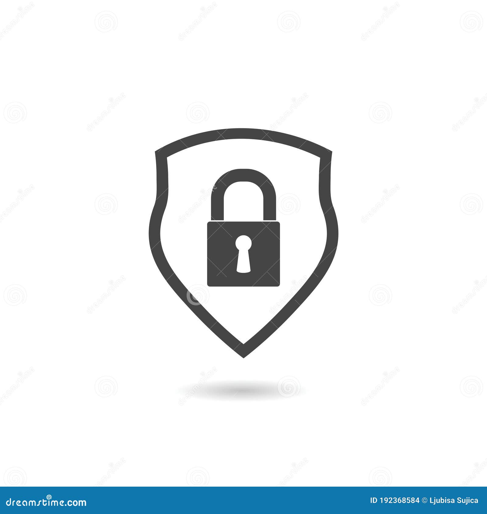 Lock Shield Icon with Shadow Stock Vector - Illustration of blocked ...