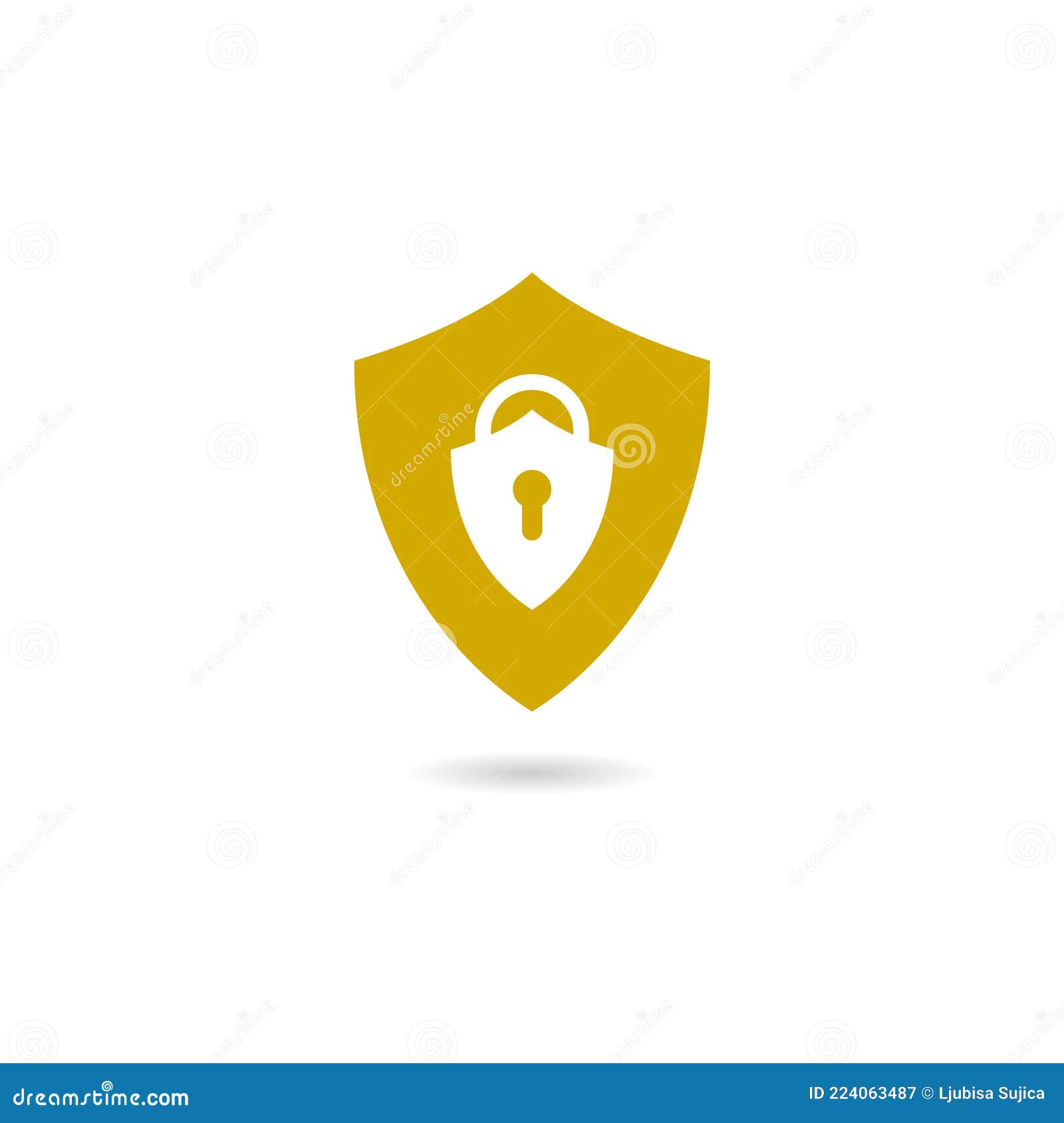 Lock Shield Icon with Shadow Stock Vector - Illustration of business ...