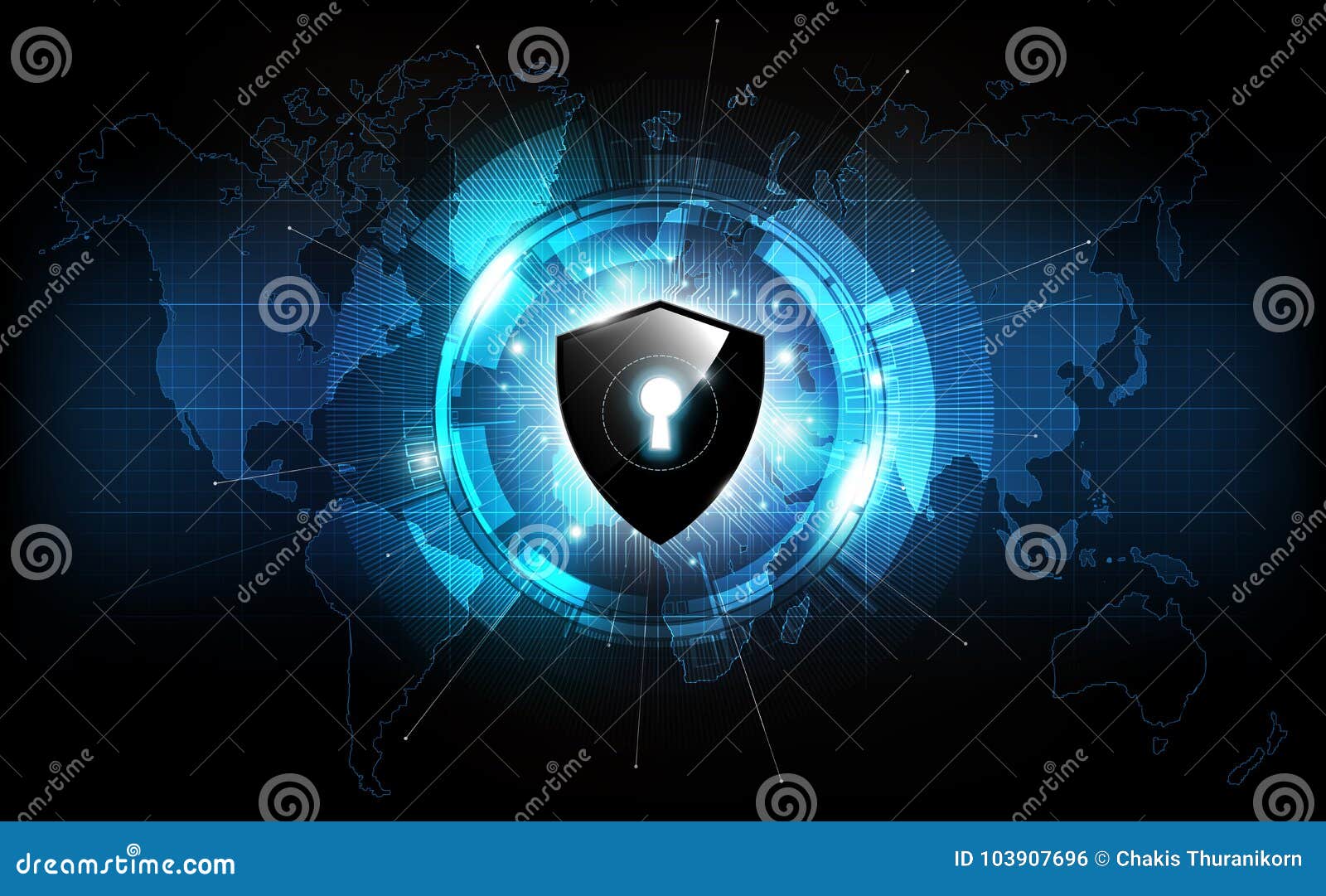 Lock Shield with Security Lock Concept and Futuristic Electronic on ...