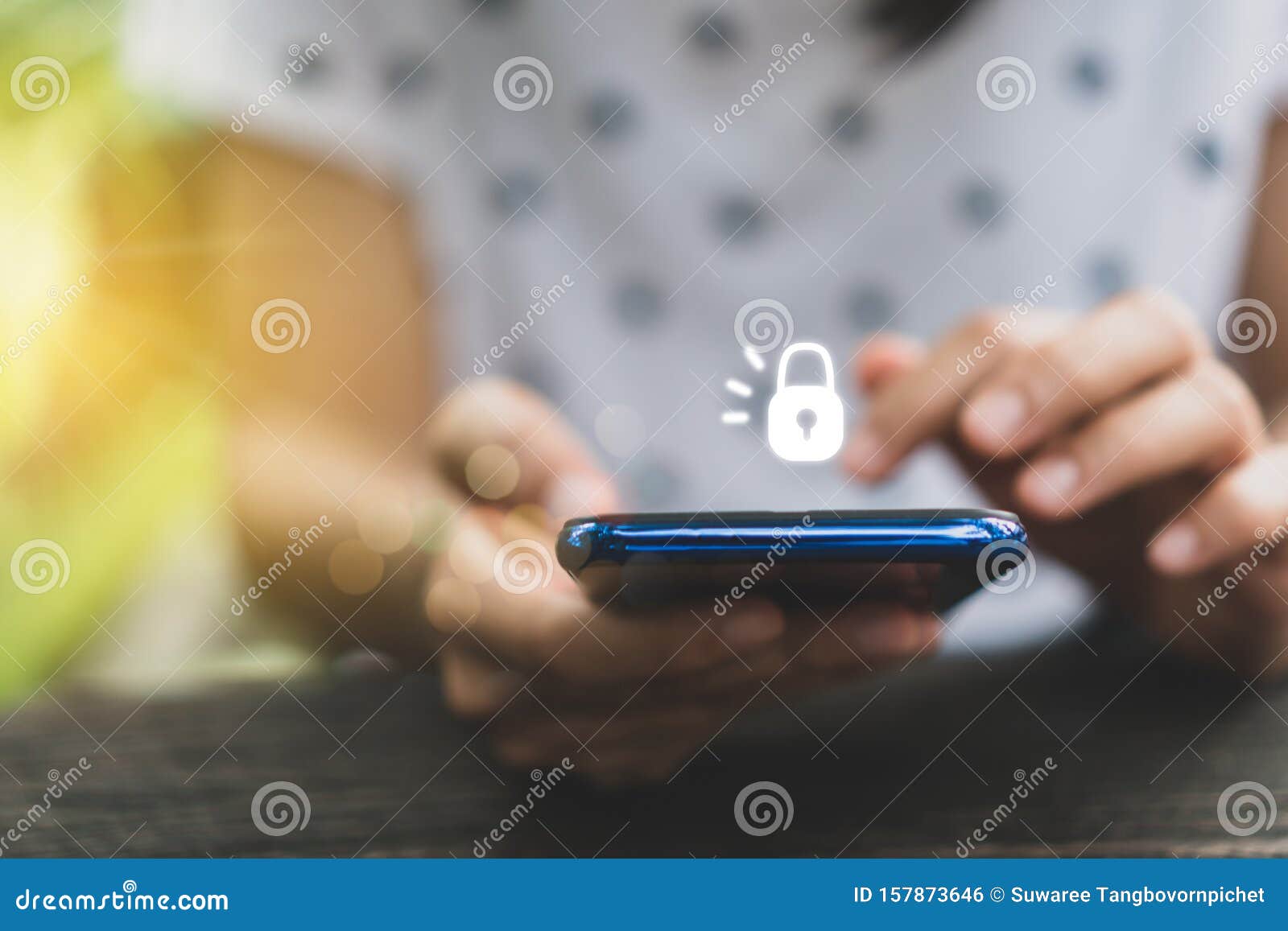 Lock Sign Security System Icon Screen on Smartphone Show Feel Safe in ...