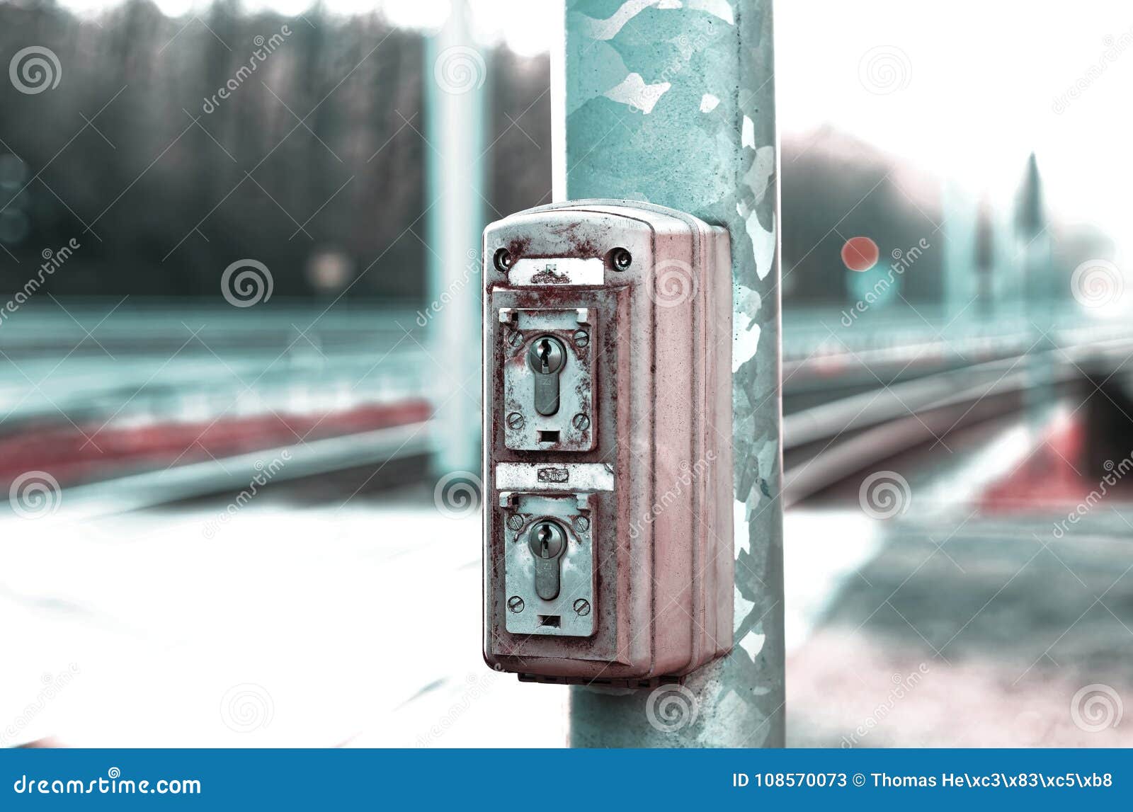 Lock of the Signal System Next To the Train Tracks Editorial Stock ...